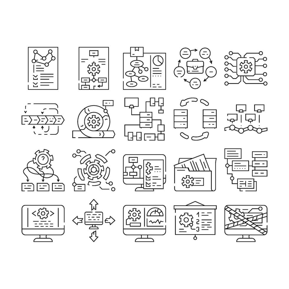 System Analyst Data Business Icons Set 48359031 Vector Art At Vecteezy