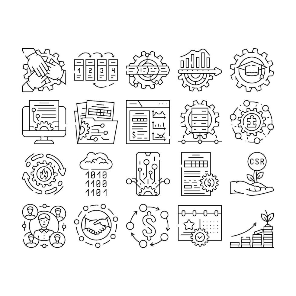 business process technology chart icons set 48359287 Vector Art at Vecteezy