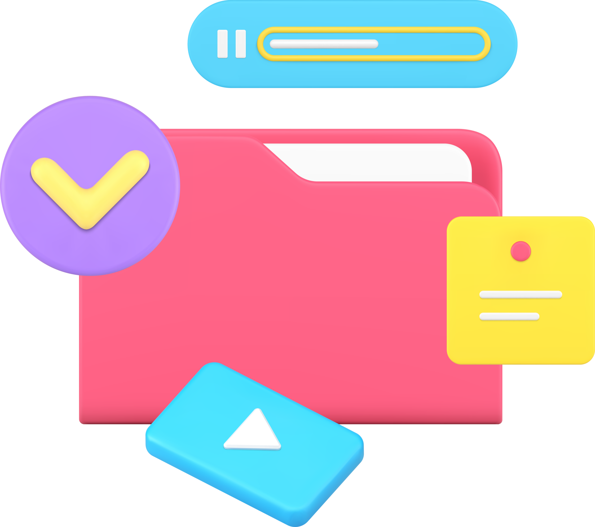 Cyberspace Cloud Computing Data Storage Document Folder Multimedia Content 3d Icon Realistic