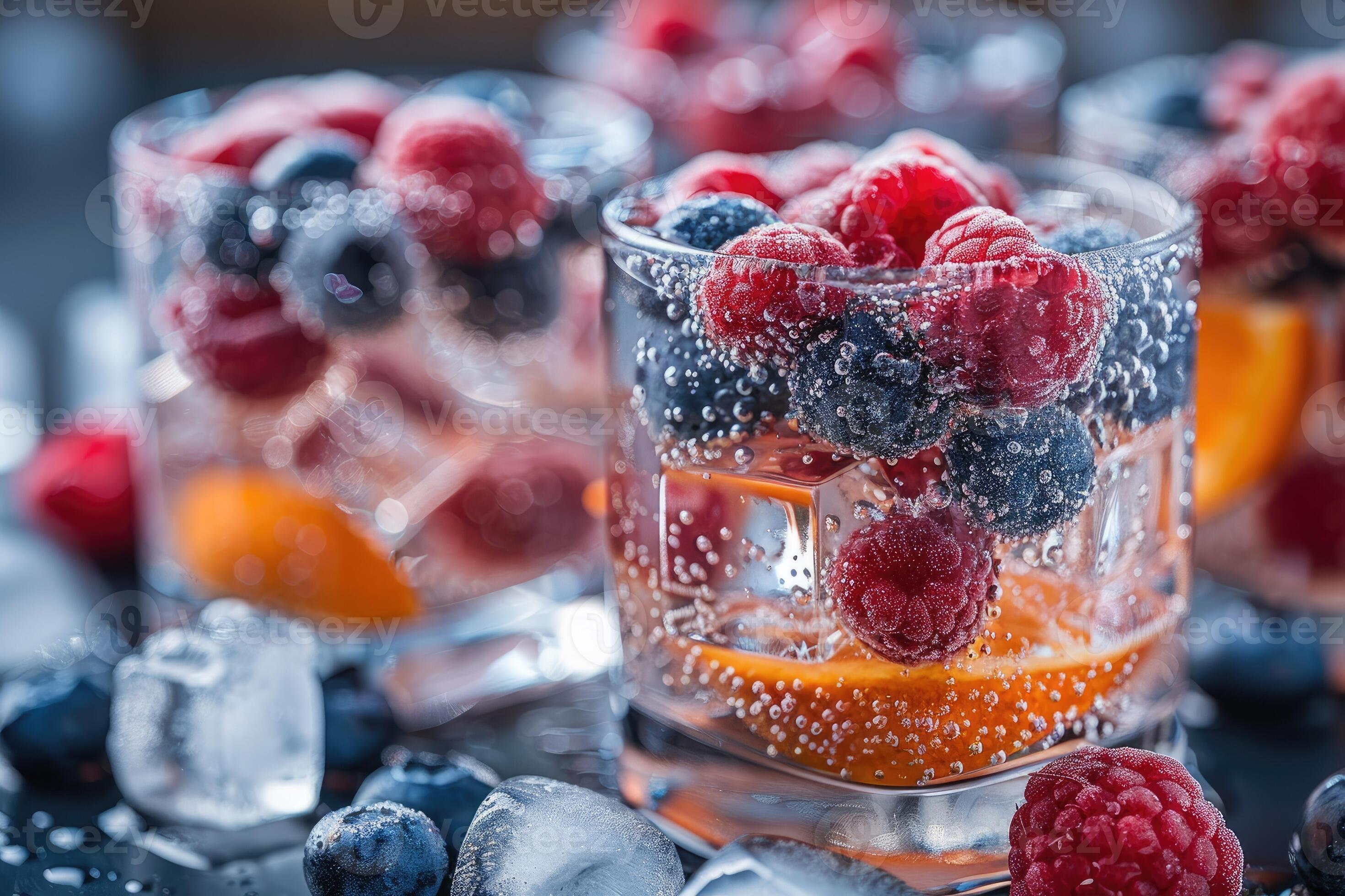 Refreshing sparkling water with mixed berries and orange slices 48369617 Stock Photo at Vecteezy