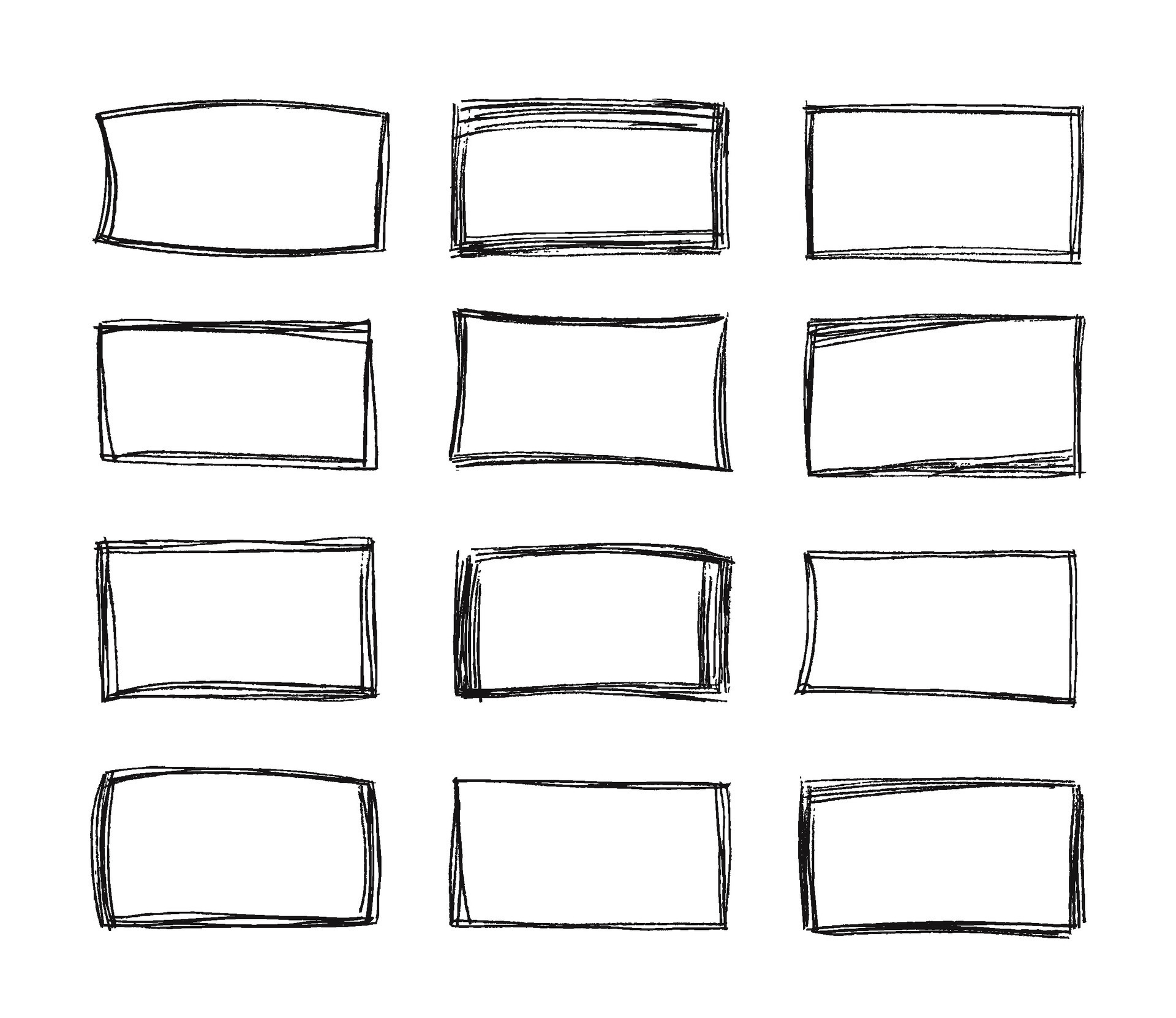 Sketch square frames. Hand drawn rectangular shape doodle border ...
