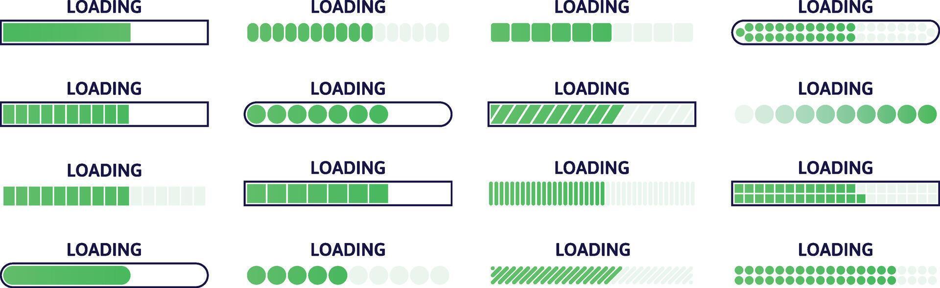 Loading bar. Download progress status, web page loading scale and upload waiting time indicator ...