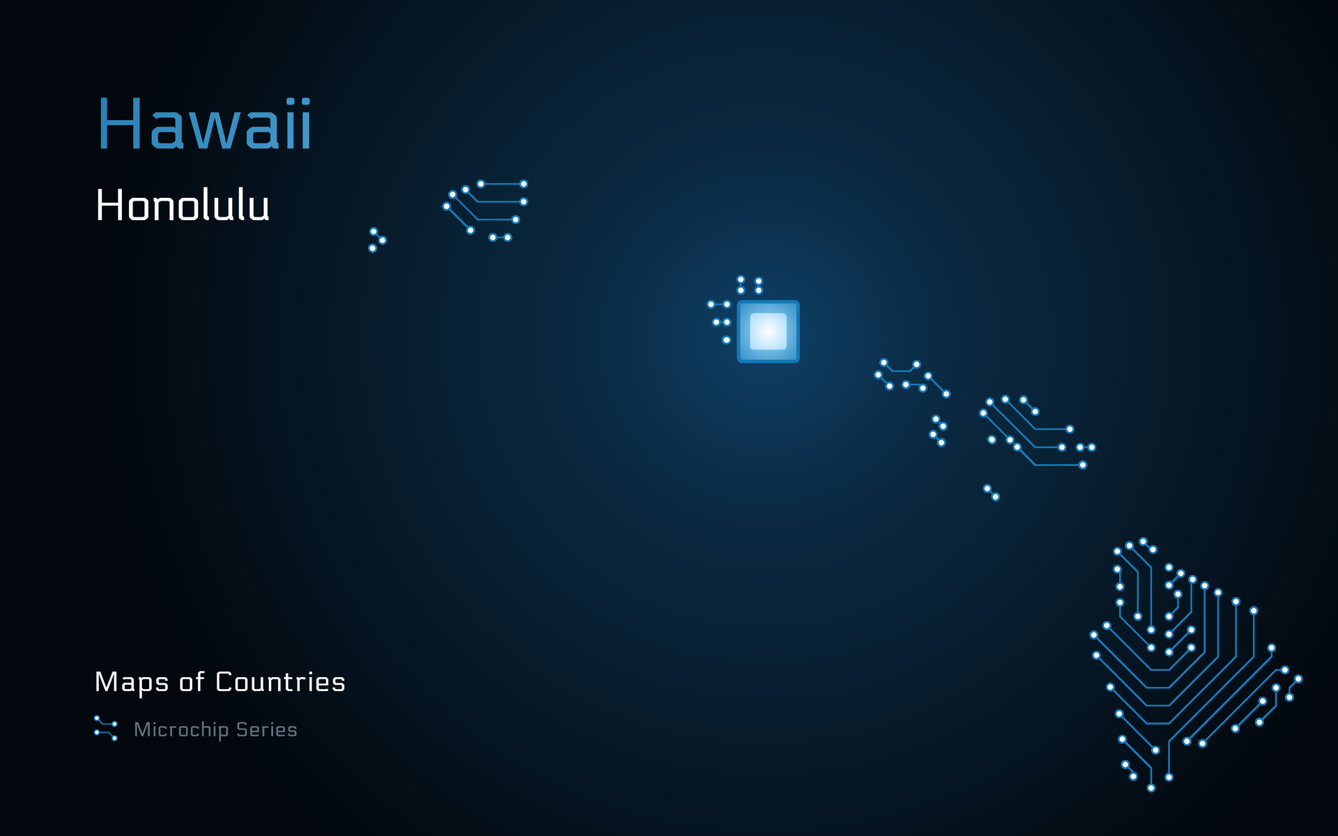 Hawaii Map with a capital of Honolulu Shown in a Microchip Pattern. E ...
