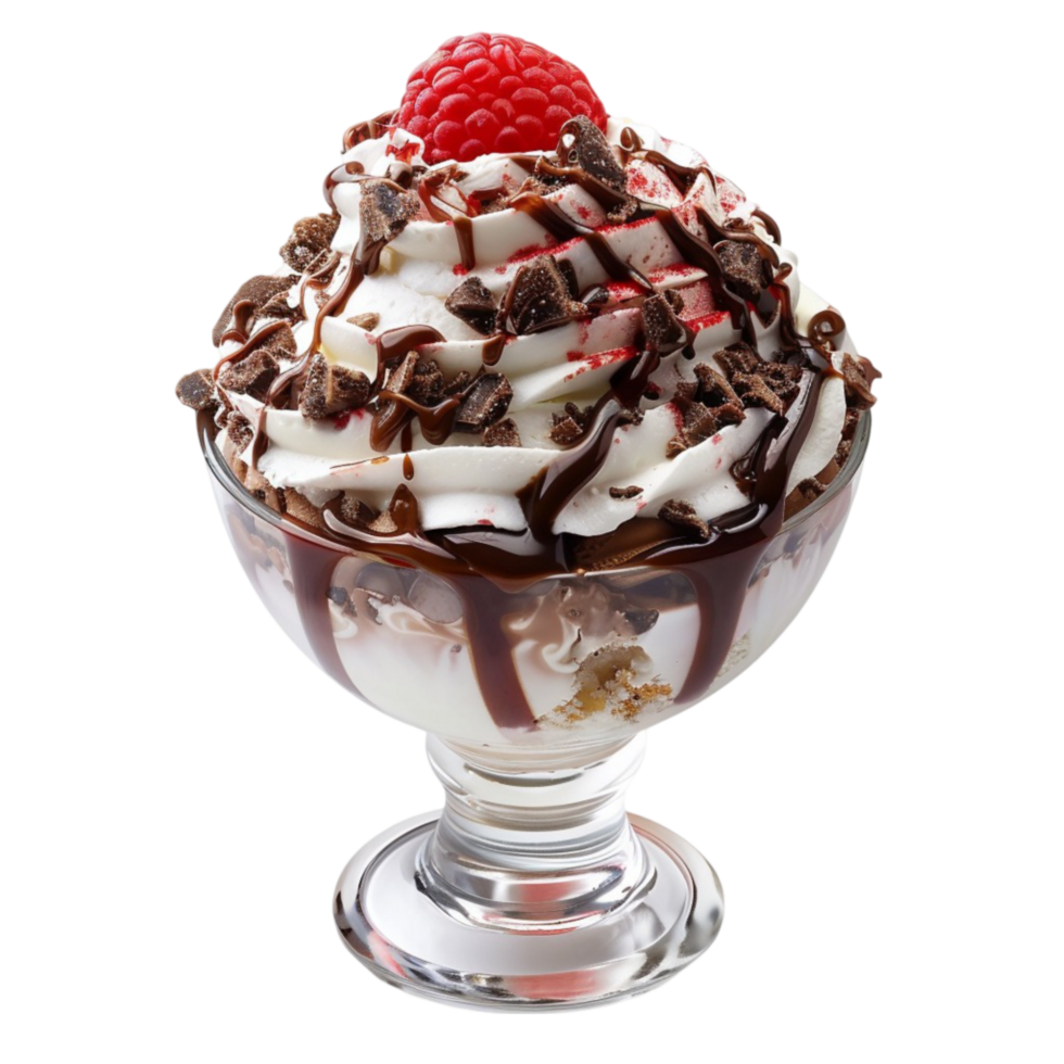 Chocolate Ice Cream Sundae With Chocolate Sauce 48385356 Png
