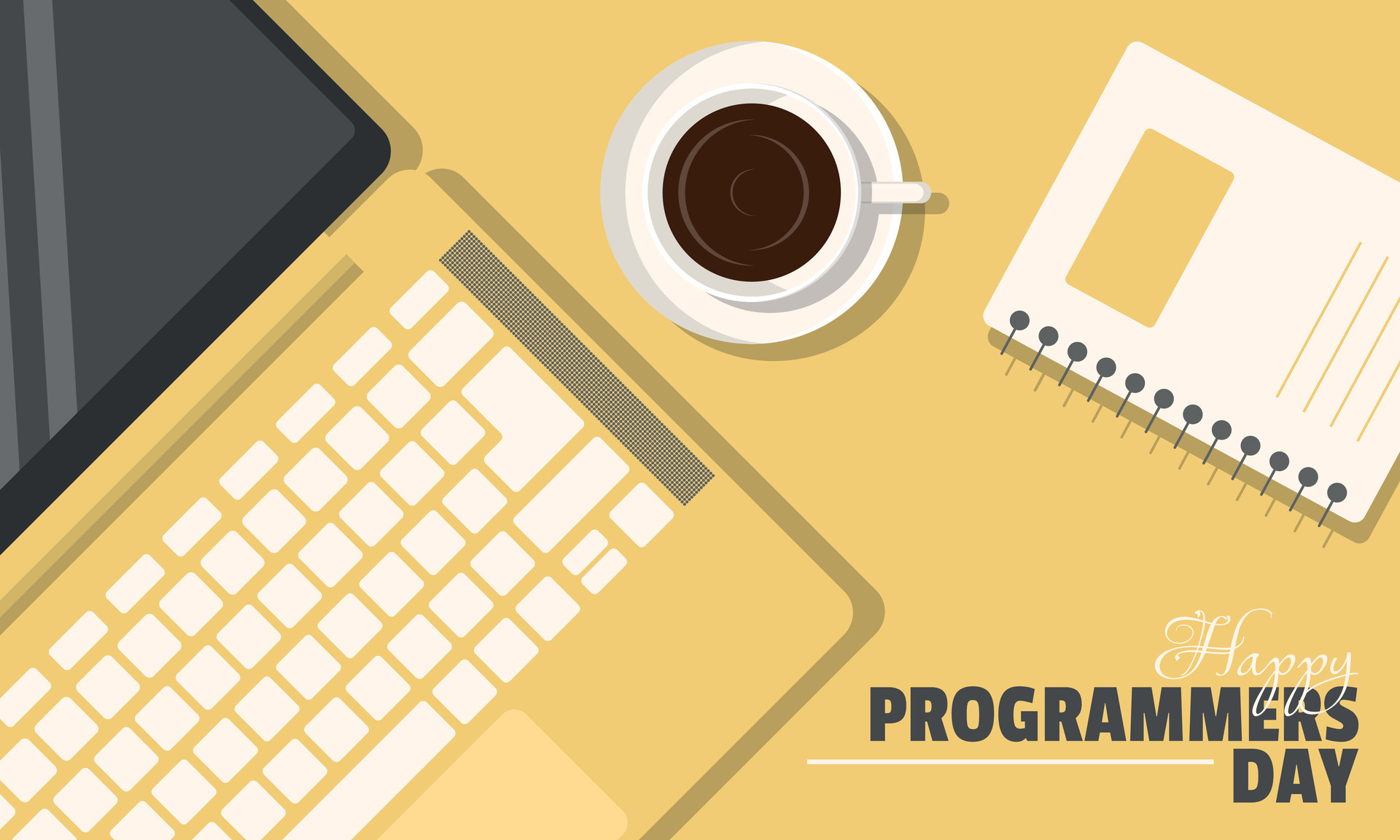 Happy Programmers Day poster with top view of laptop 48388848 Vector ...