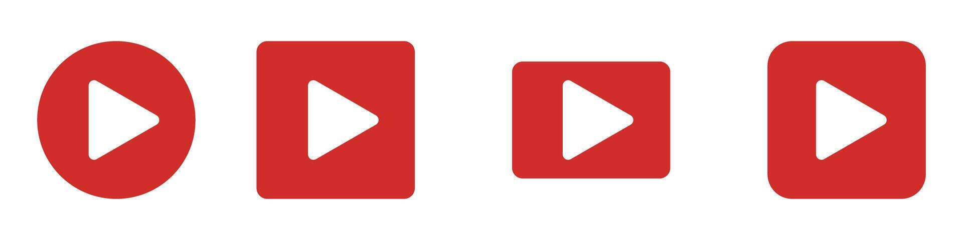 A set of play button icons in various shapes. Playback of movie and ...