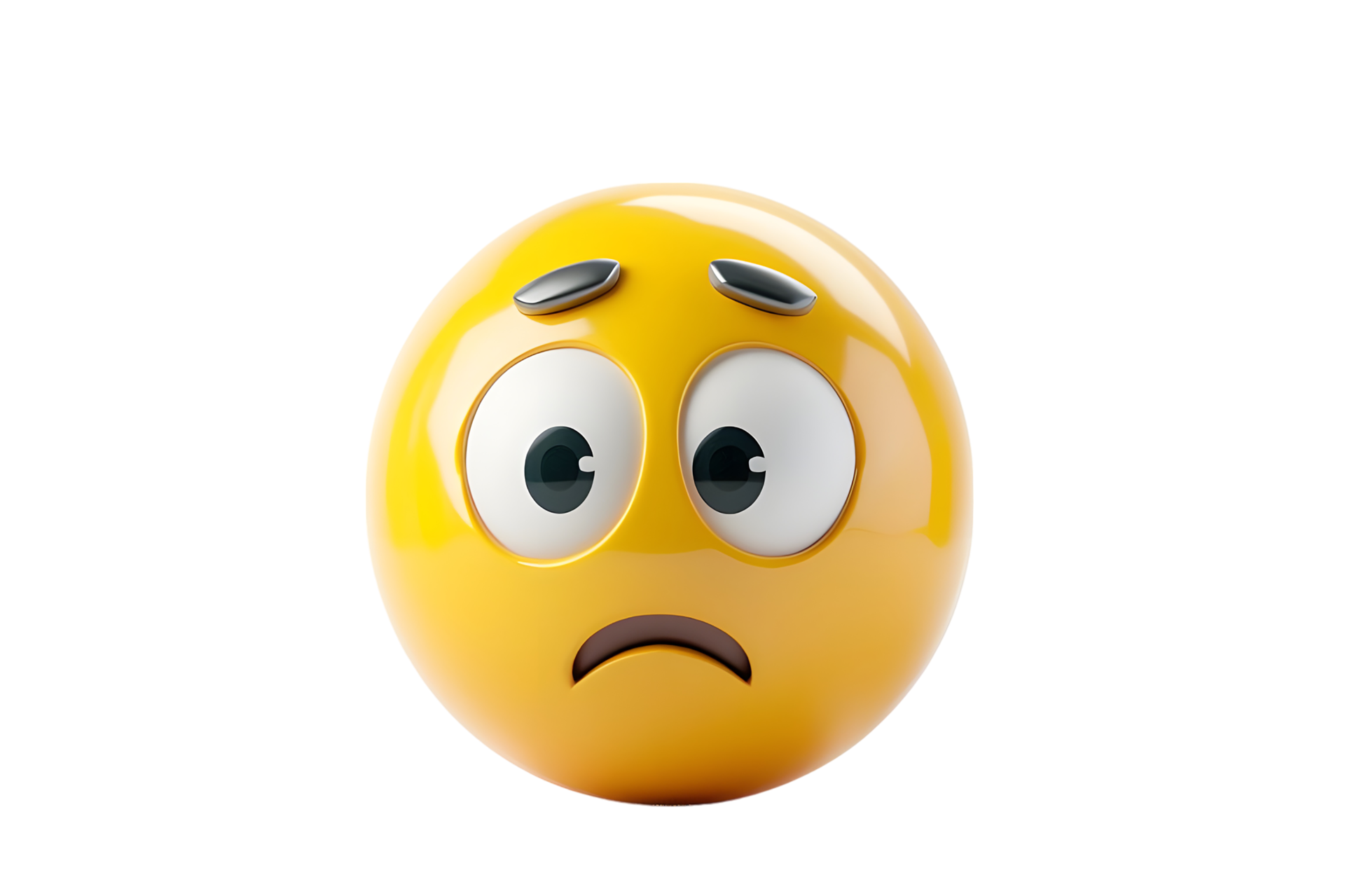 3D Yellow Emoticon with Worried Expression. Isolated on transparent background 48397481 PNG