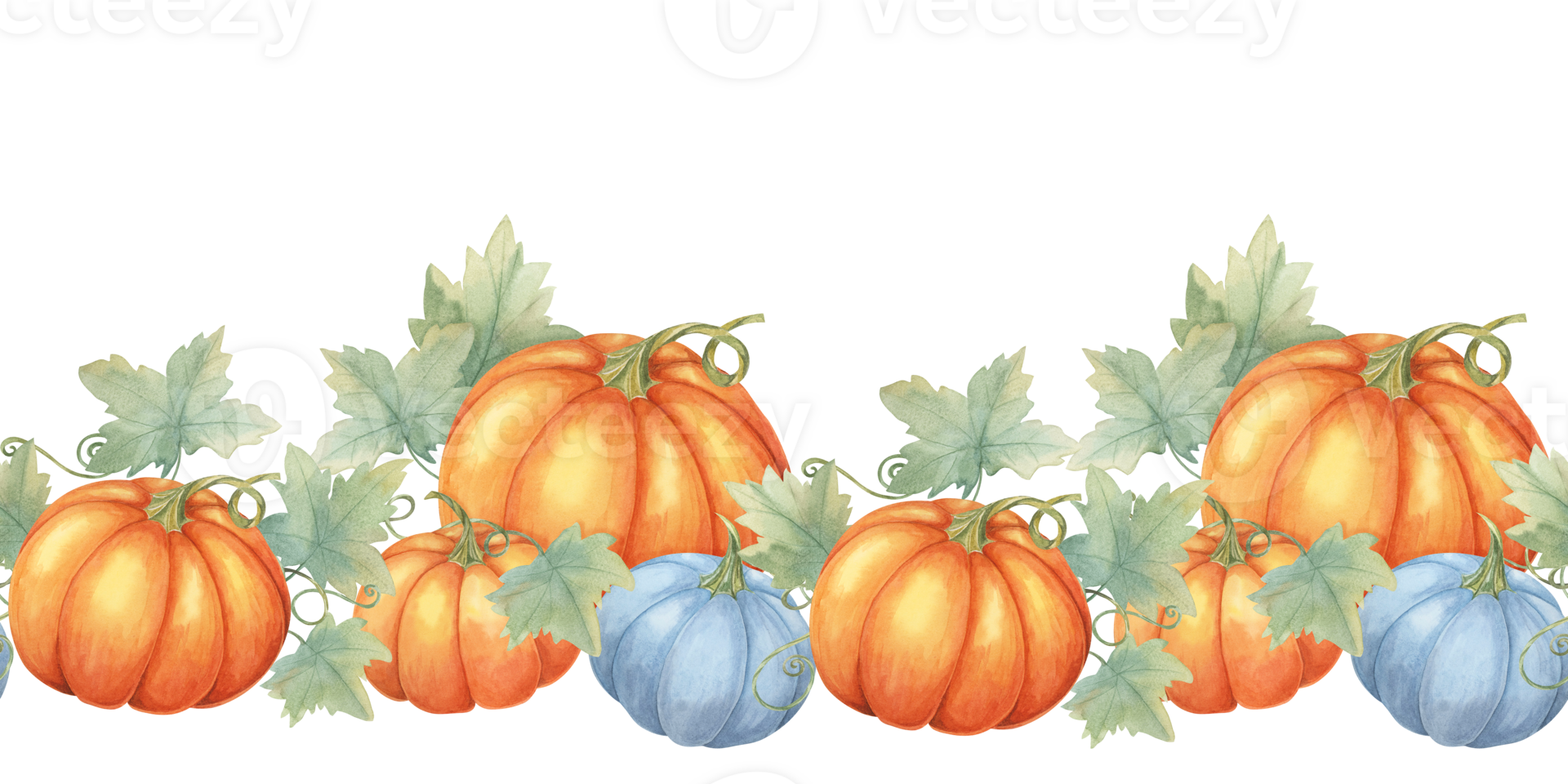Pumpkin seamless border clipart presents a mix of orange and blue ...