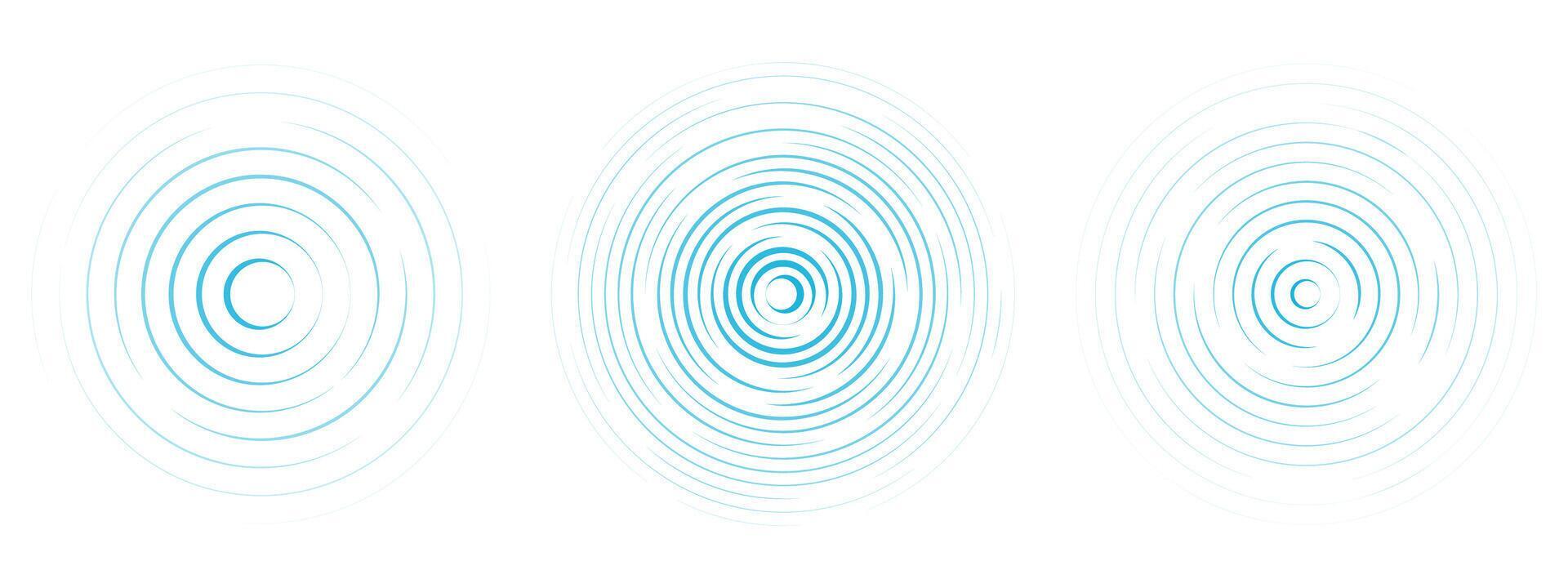 Concentric ripple circles line. Radial signal, sonar wave, soundwave ...