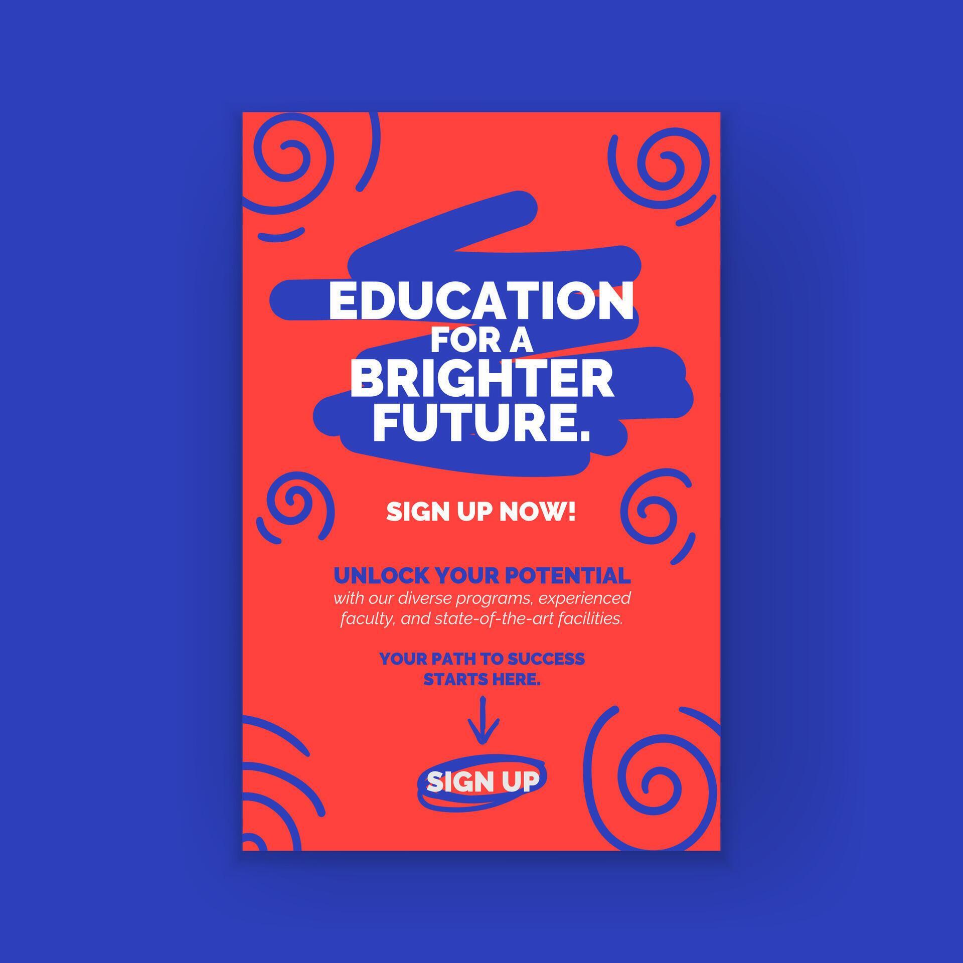 Education poster design with red and blue template. Ideal for ...