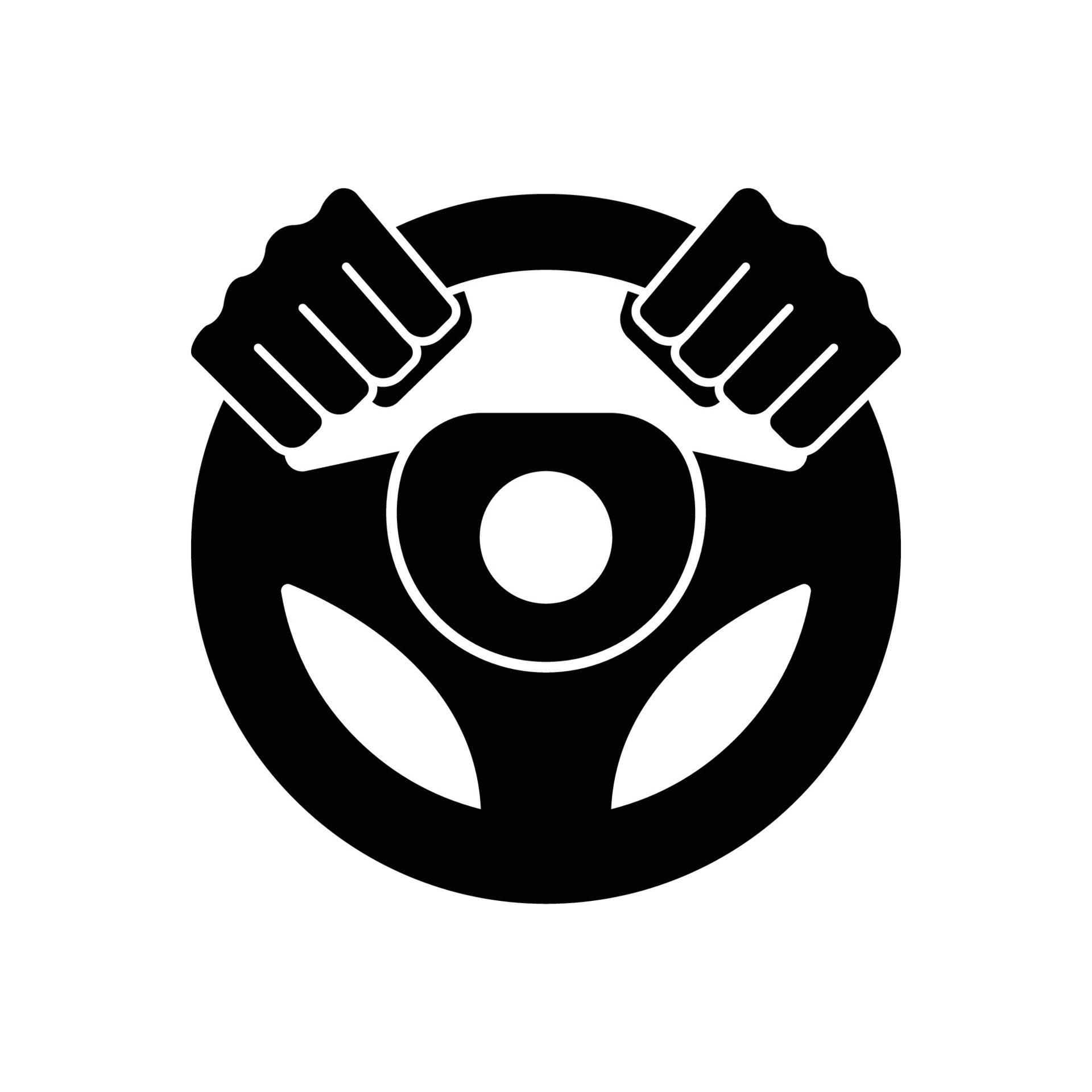 Steering wheel icon. Hands on steering wheel. Driver. Driving car. Test ...