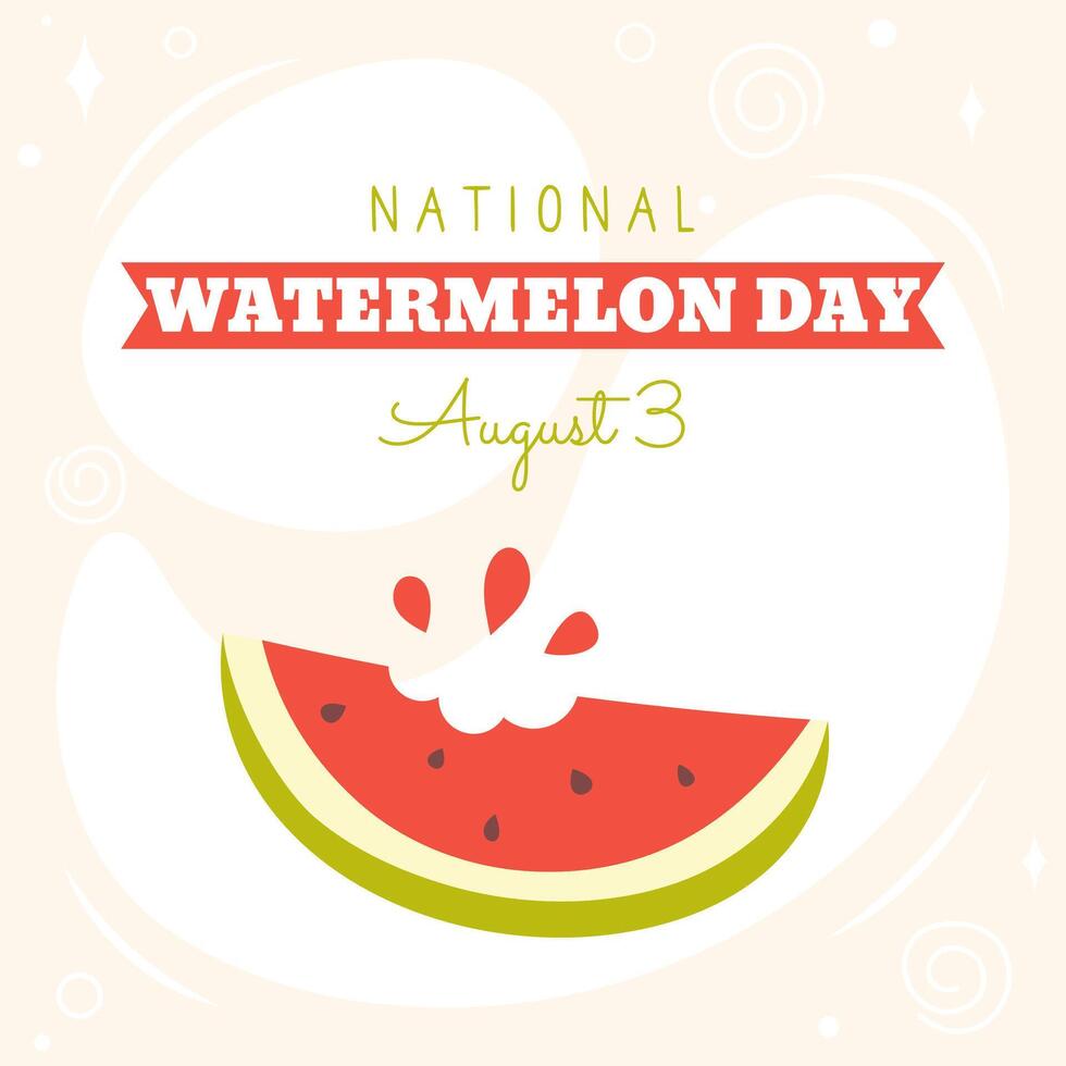 National Watermelon day on August 3 with juicy watermelon slice. Flat ...
