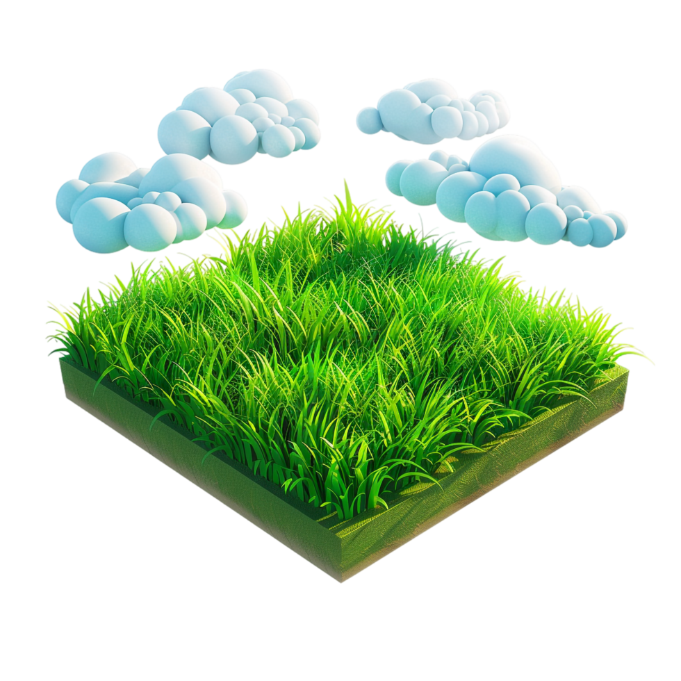 Isometric Empty Grass Field With Sky And Clouds 48412005 Png