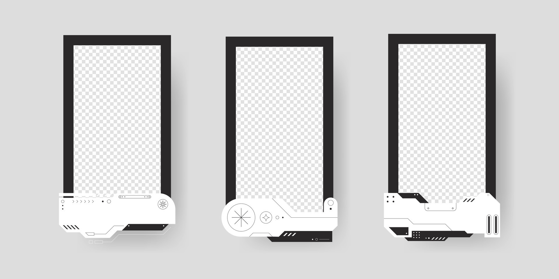 Collection of player frames template. Cyberpunk style. Game card frame ...