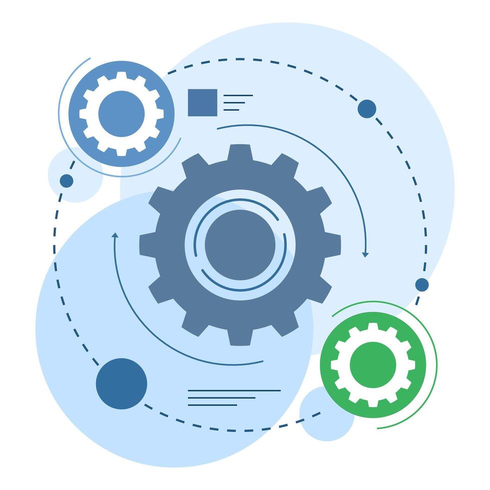 Business workflow concept, work process gears, Infographic elements, Chart with arrows and ...