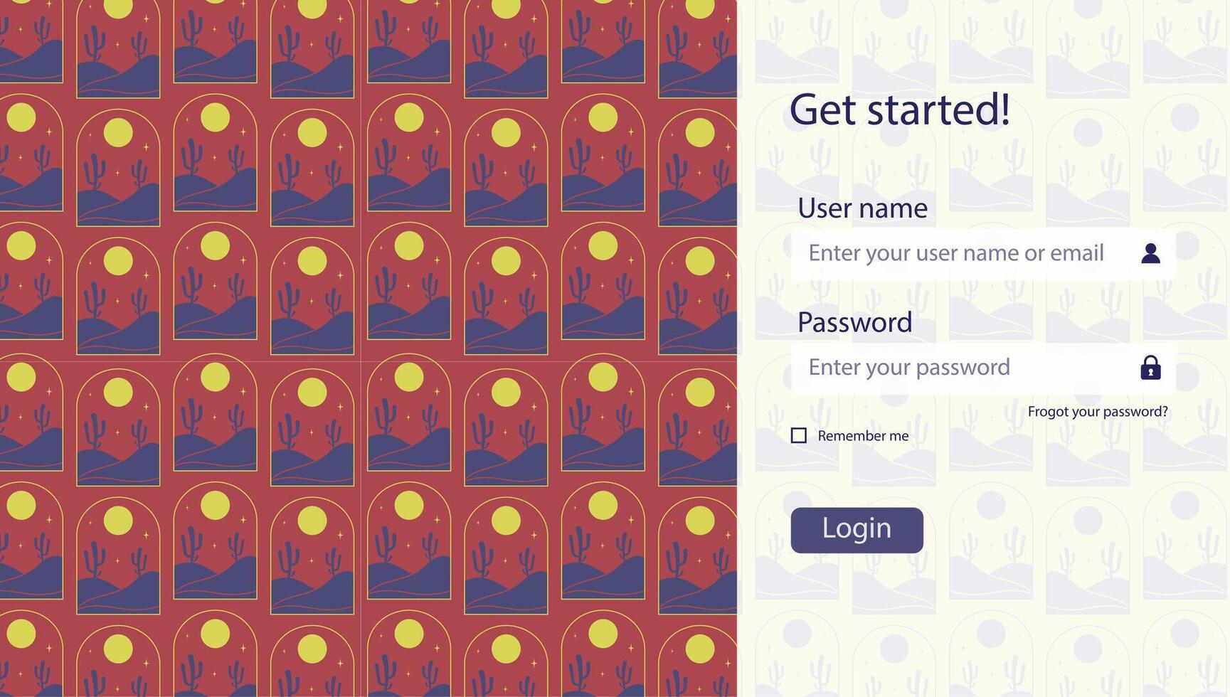 Login Form User Interface Template Flat Design Log In Landing Page Ui