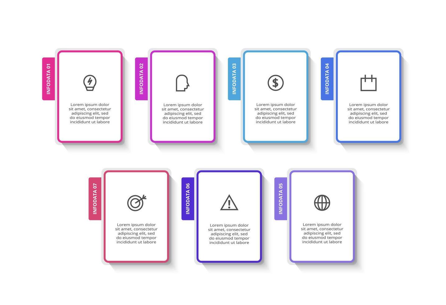 Rectangles infographic with 7 steps, options, parts or processes ...
