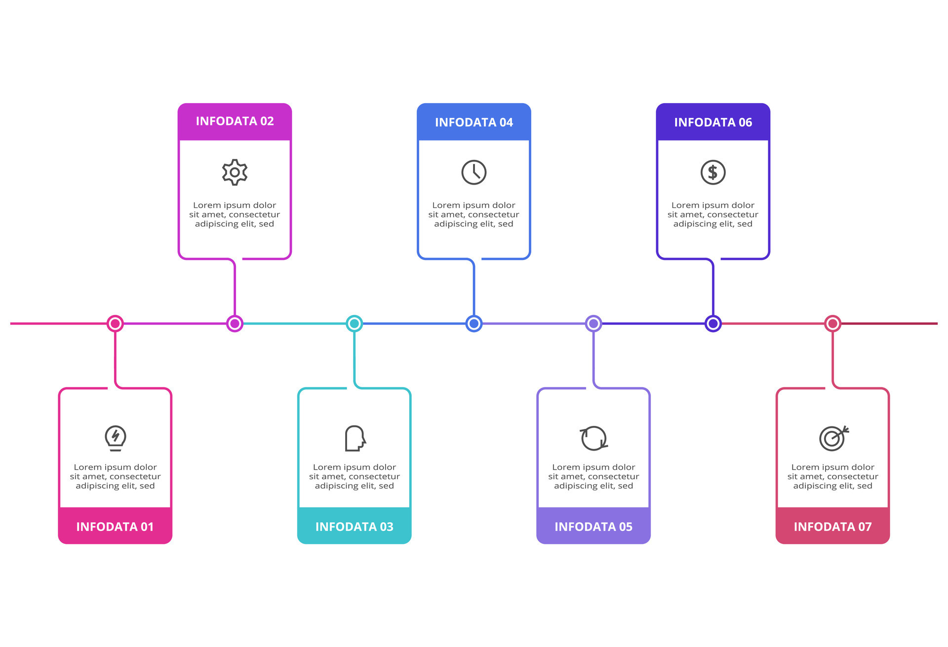 Rectangles infographic with 7 steps, options, parts or processes ...