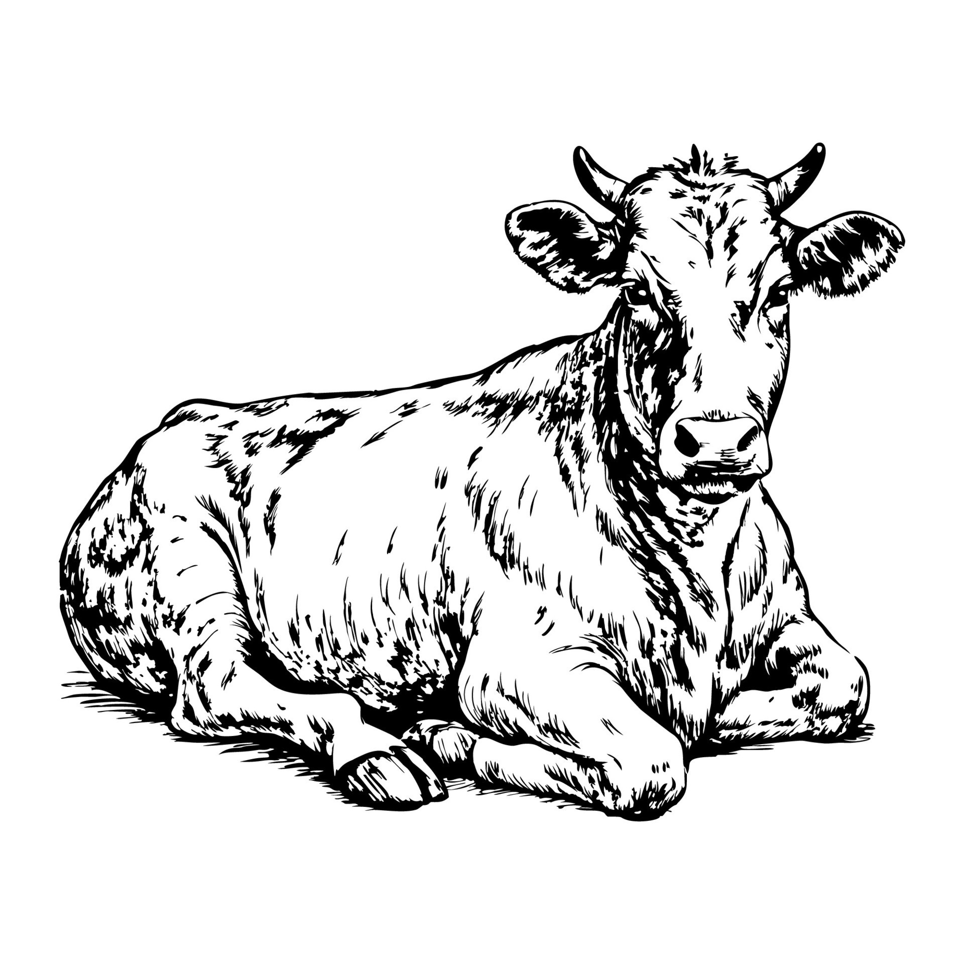 cow lying down, side view, on a white background 48437323 Vector Art at Vecteezy