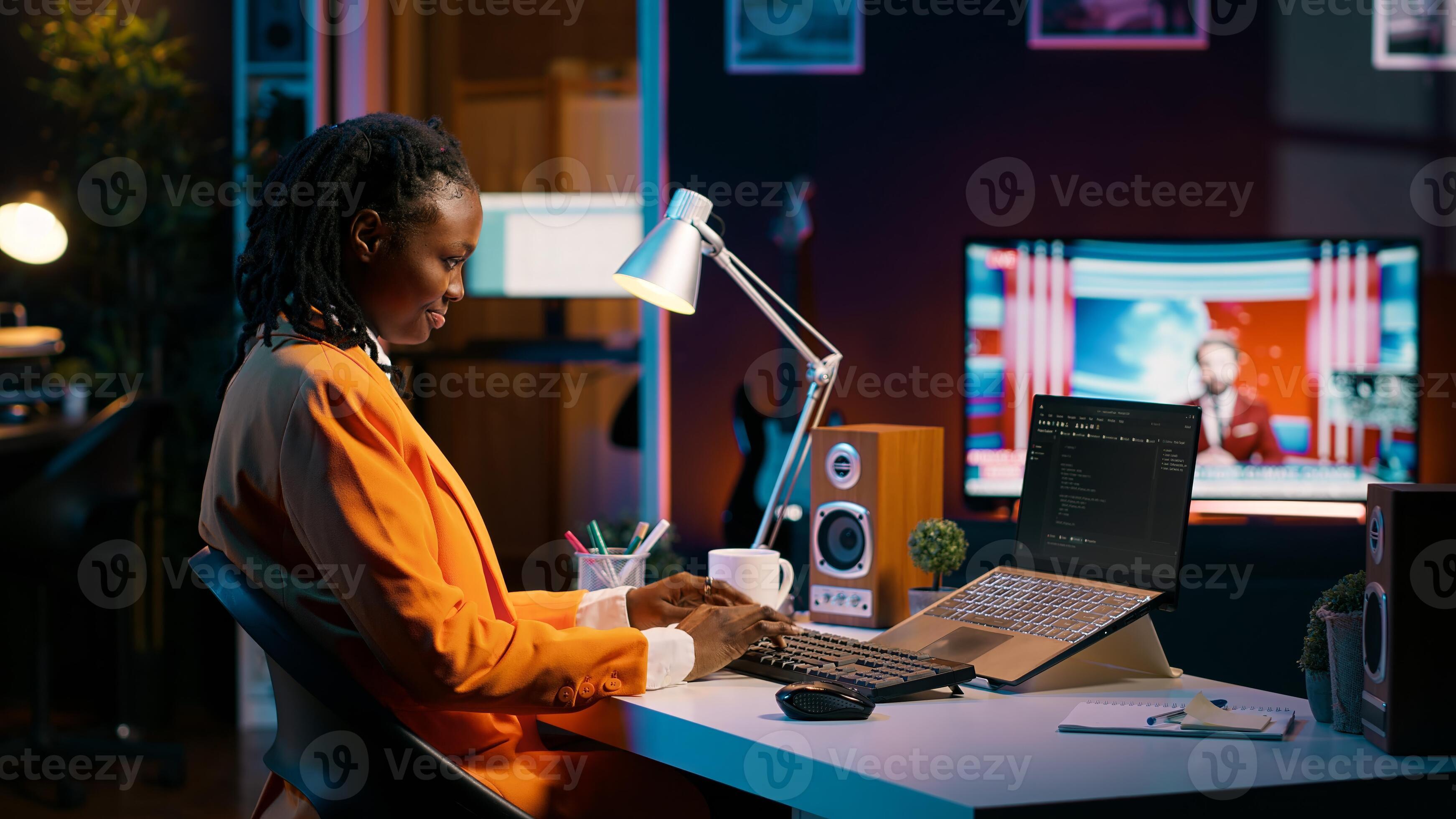 Database engineer student writing code for improving network or ...