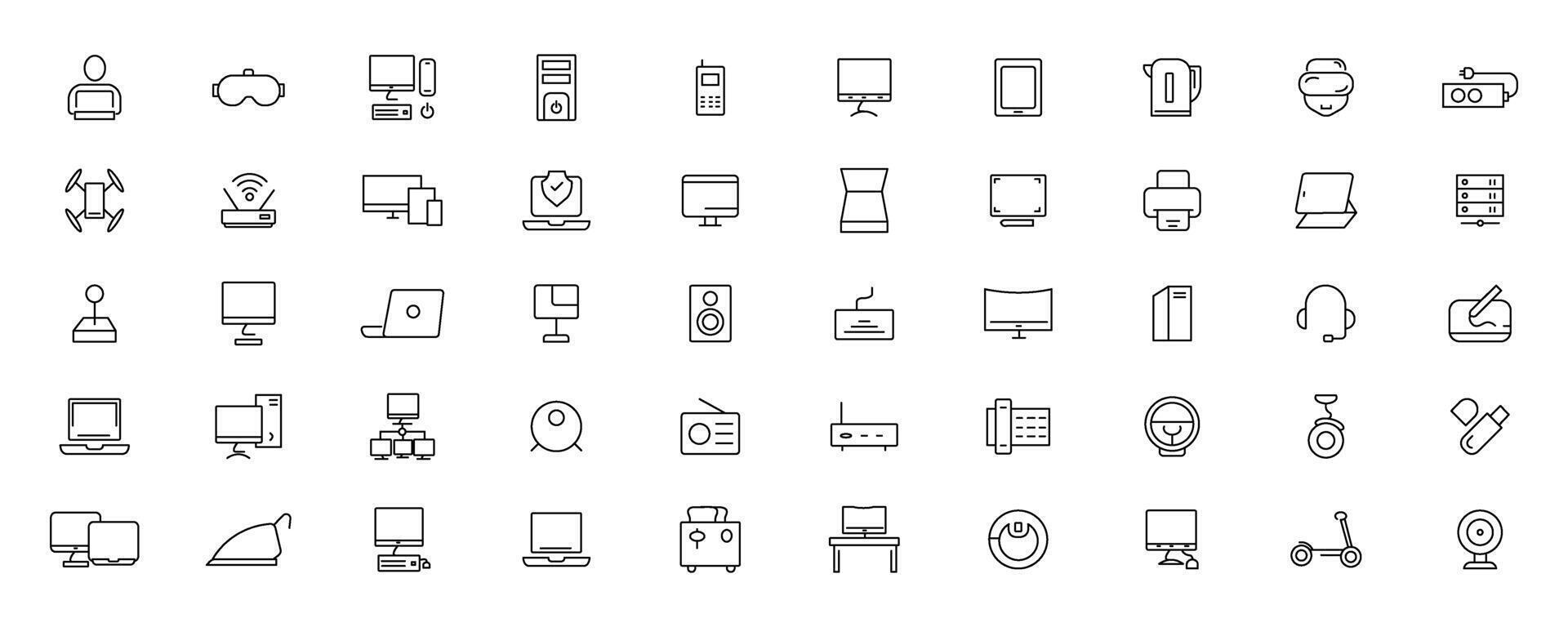 Device and technology line icon set. Electronic devices and gadgets ...