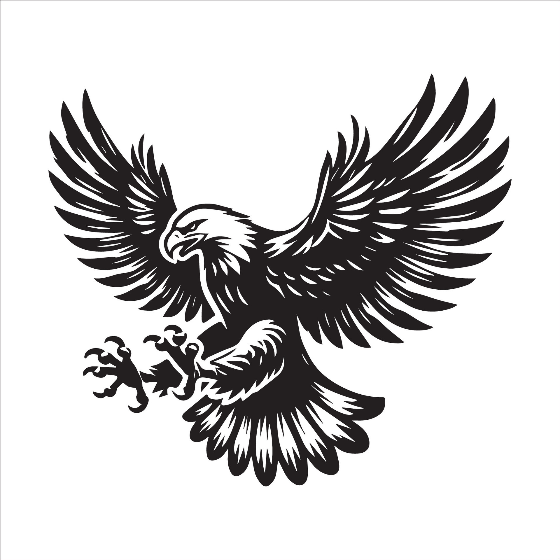 Bald Eagle Silhouette Eagle Logo Bald Eagle Landing With Talons Illustration In Black And