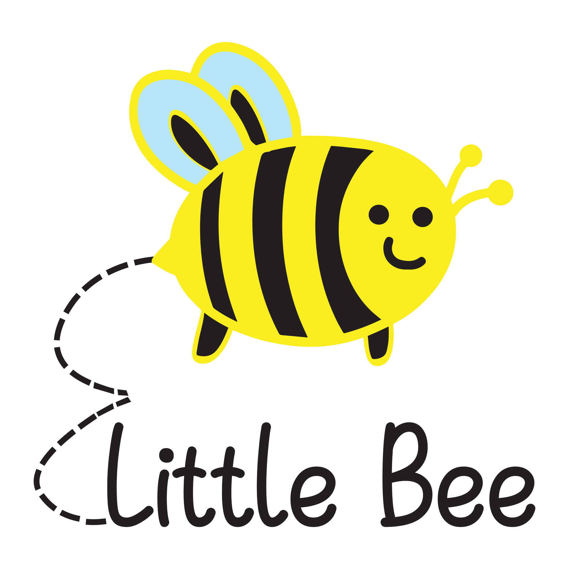 Bee Clipart - little bee isolated illustration in black and white ...