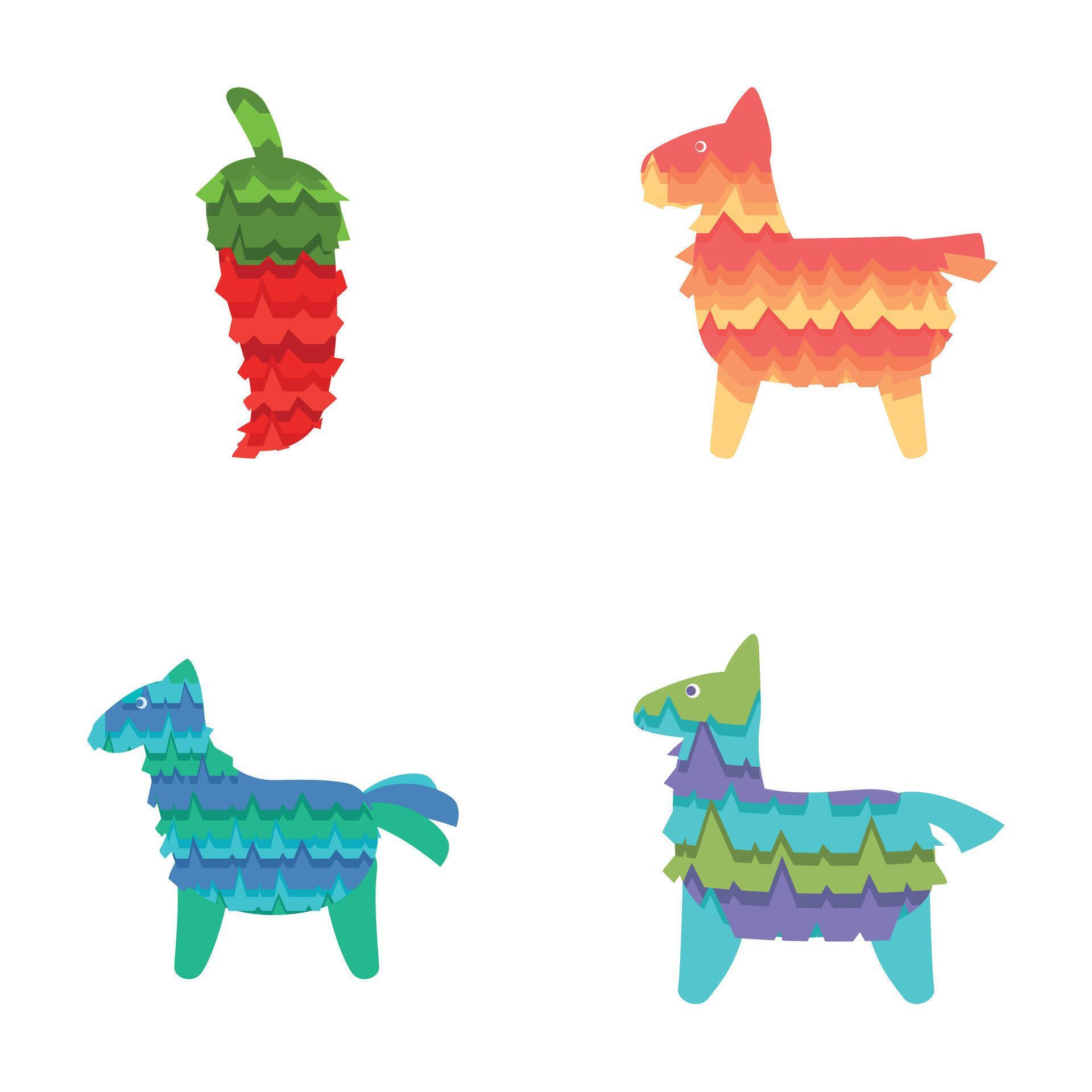 Mexican Pinata Icons Set Cartoon Vector Colored Pinata For Party Game 48453996 Vector Art At