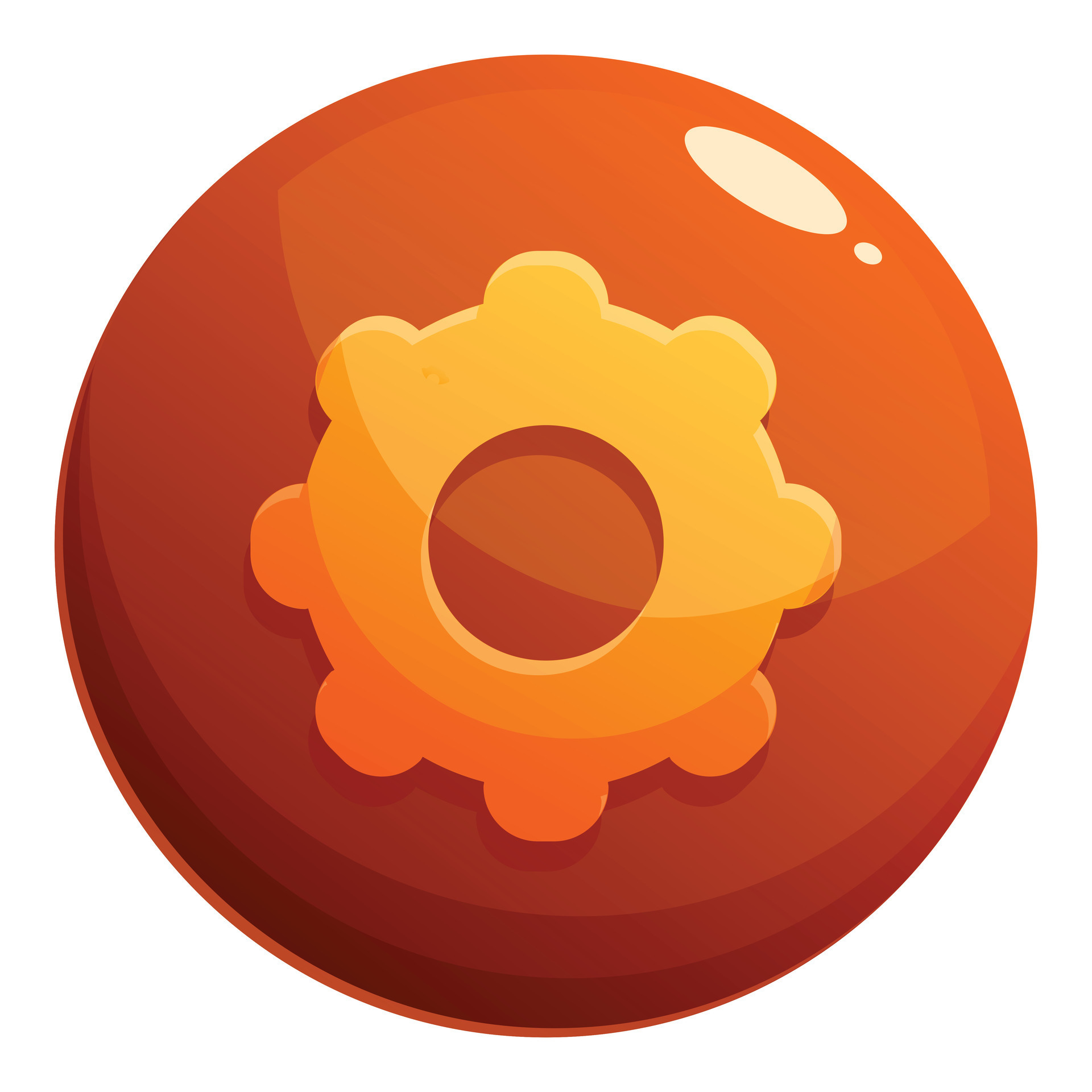 Orange globe icon showing a cogwheel representing settings 48455950 ...