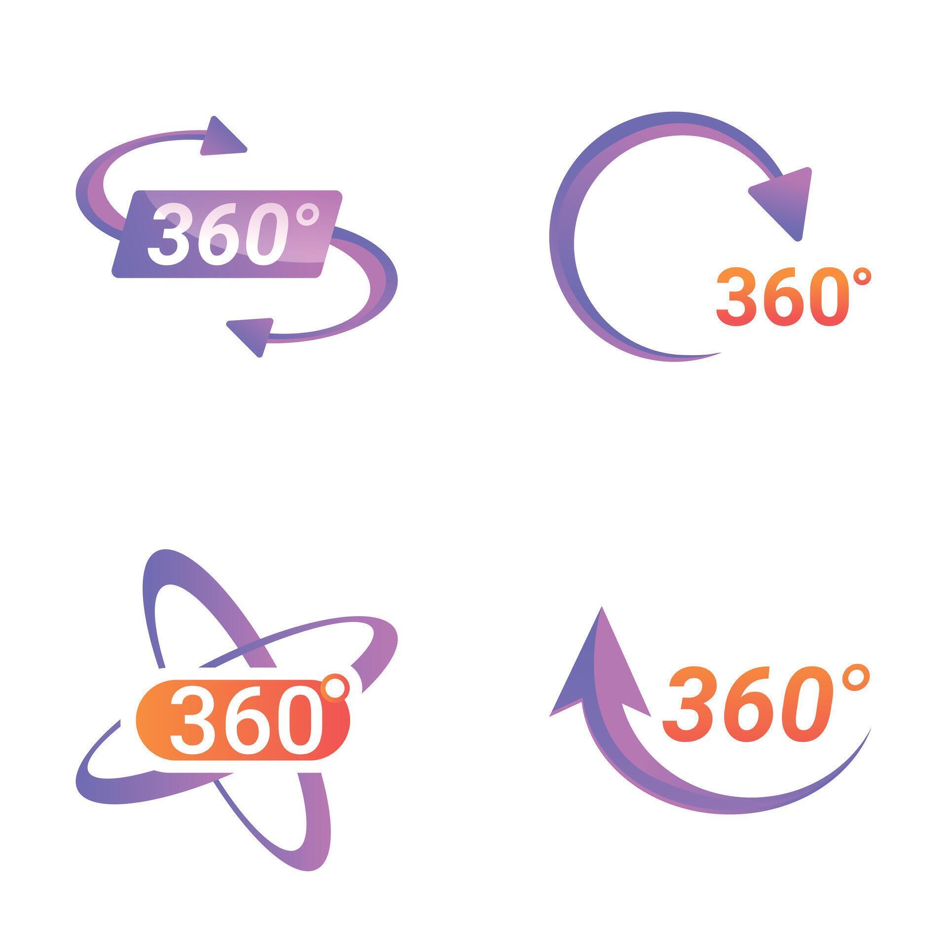 Arrow around icons set cartoon vector. Rotation three hundred sixty ... Arrow around icons set cartoon vector. Rotation three hundred sixty ...