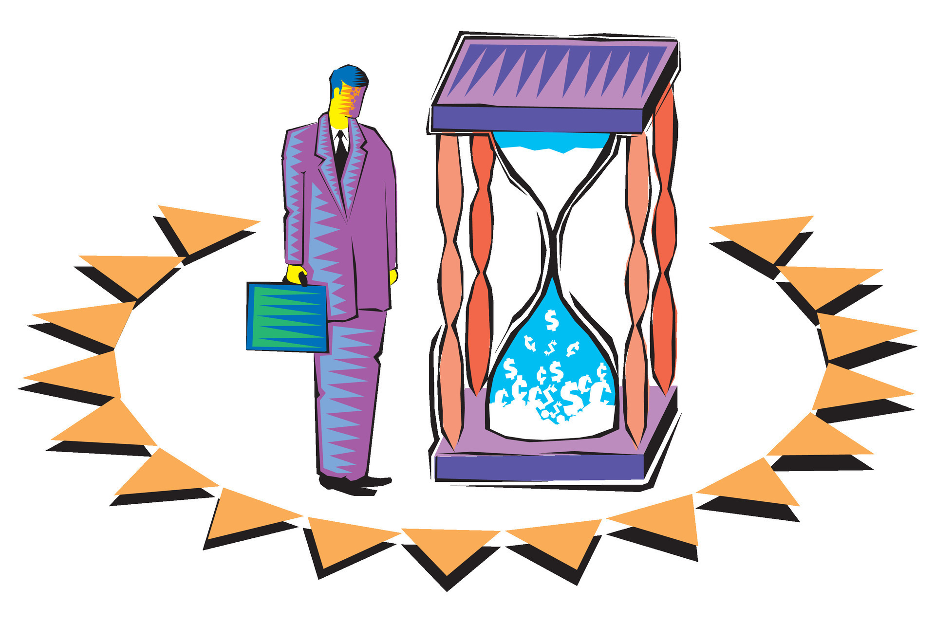 Clip Art of Sand running through the bulbs of an hourglass measuring ...