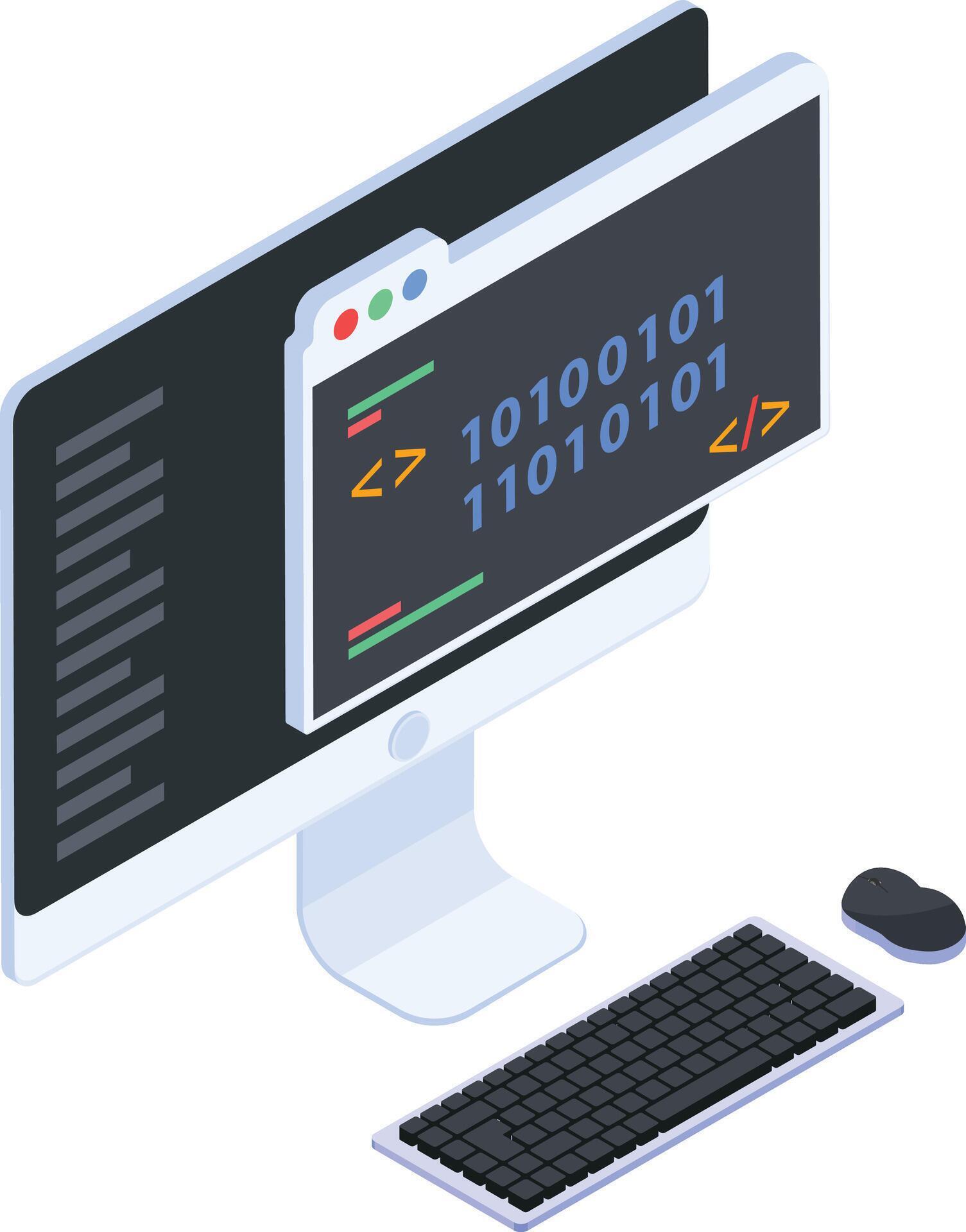 Binary Code and Coding Workspace 48461659 Vector Art at Vecteezy