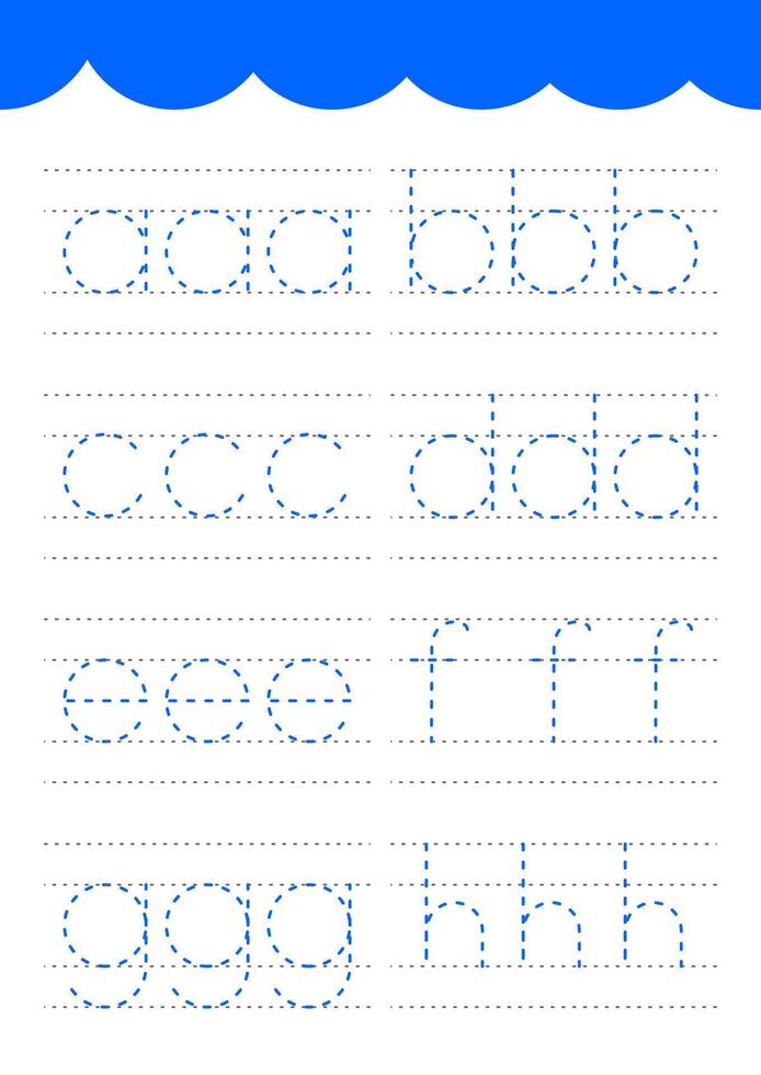 alphabet trace with guideline 48465403 Vector Art at Vecteezy