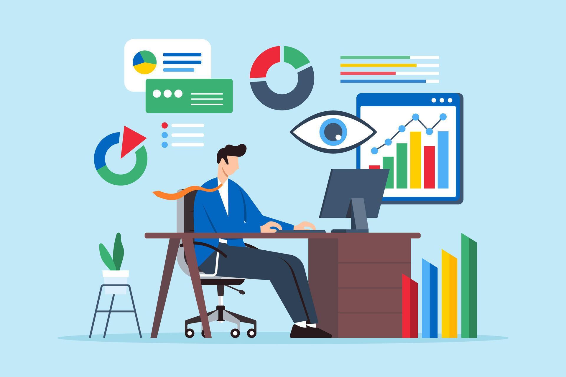 Business Analyst Creating Data Visualization With Chart And Graph