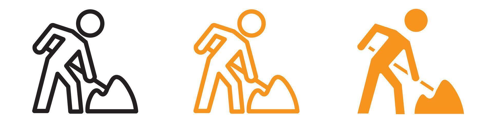 trabajo duro trabajador excavación icono para construcción y labor gráficos esencial para ...