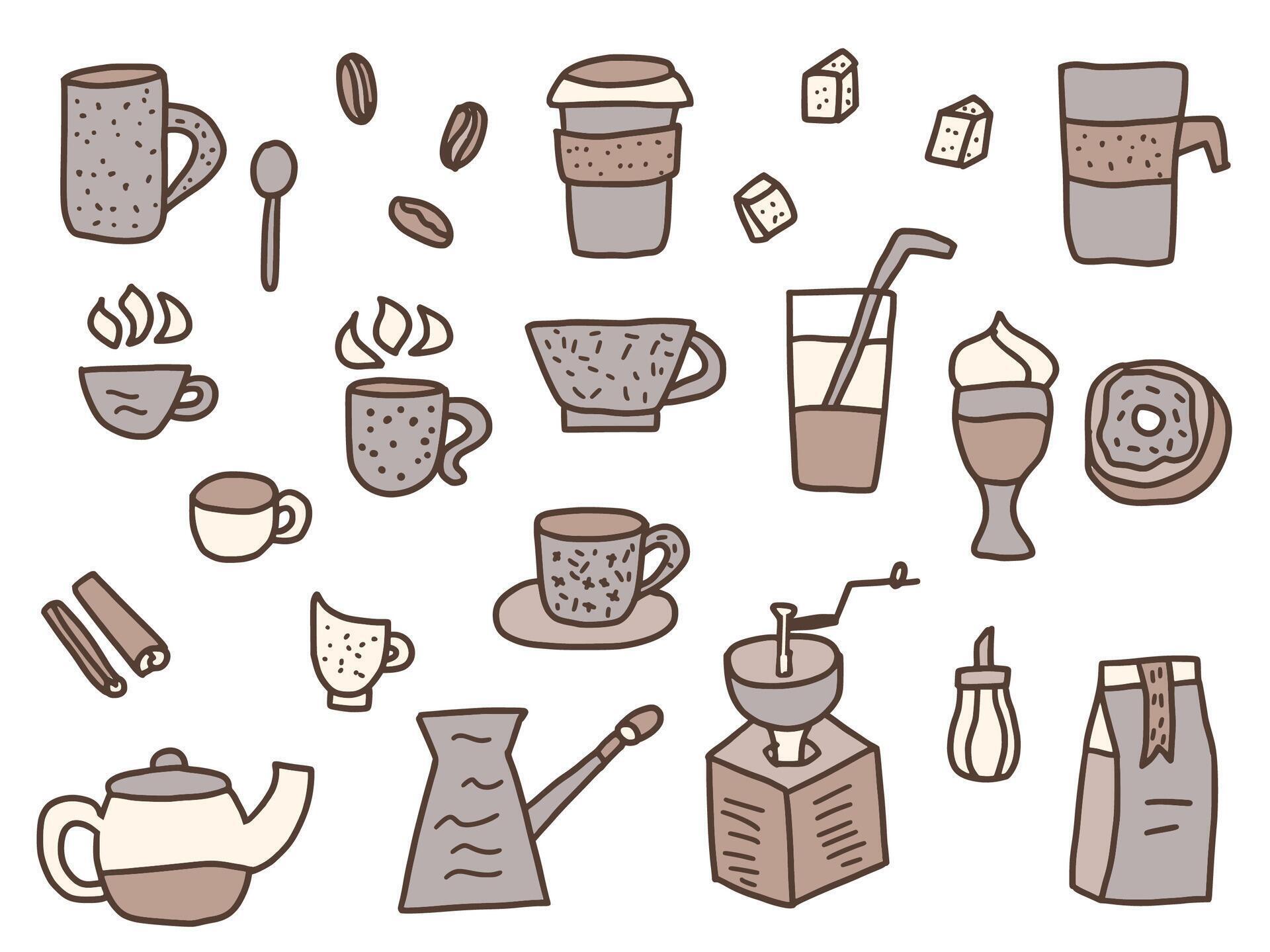 Coffee set objects. design elements. 48474341 Vector Art at Vecteezy