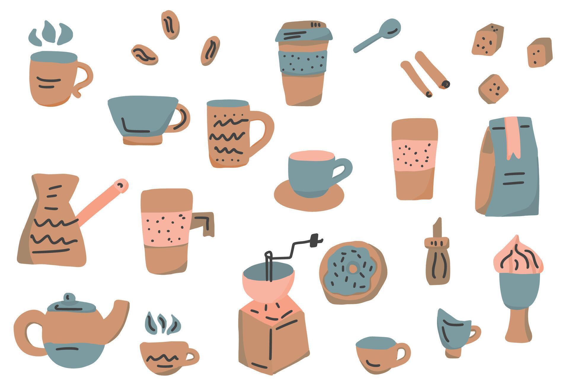 Coffee set objects. design elements. 48474352 Vector Art at Vecteezy