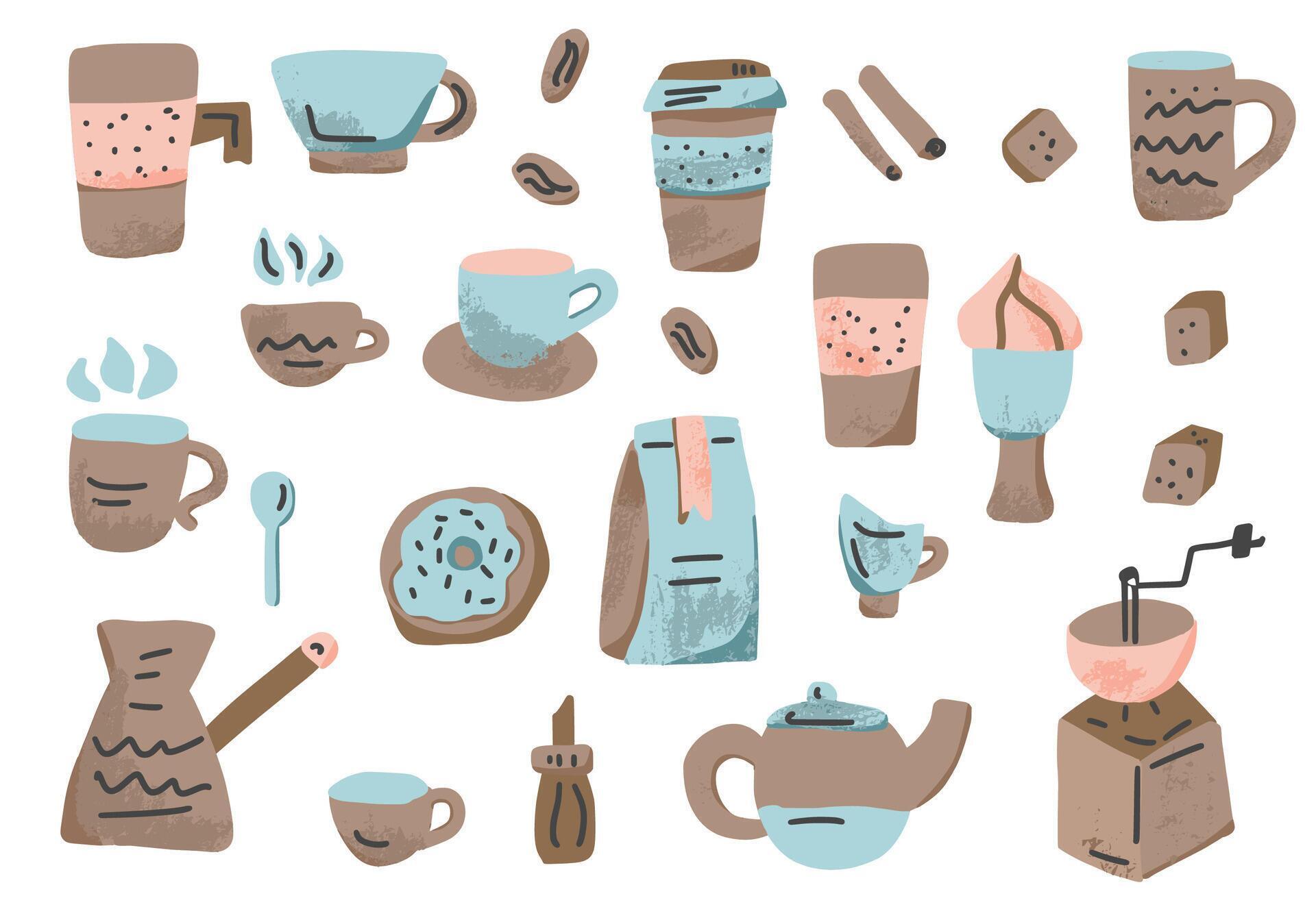Coffee set objects. design elements. 48474379 Vector Art at Vecteezy