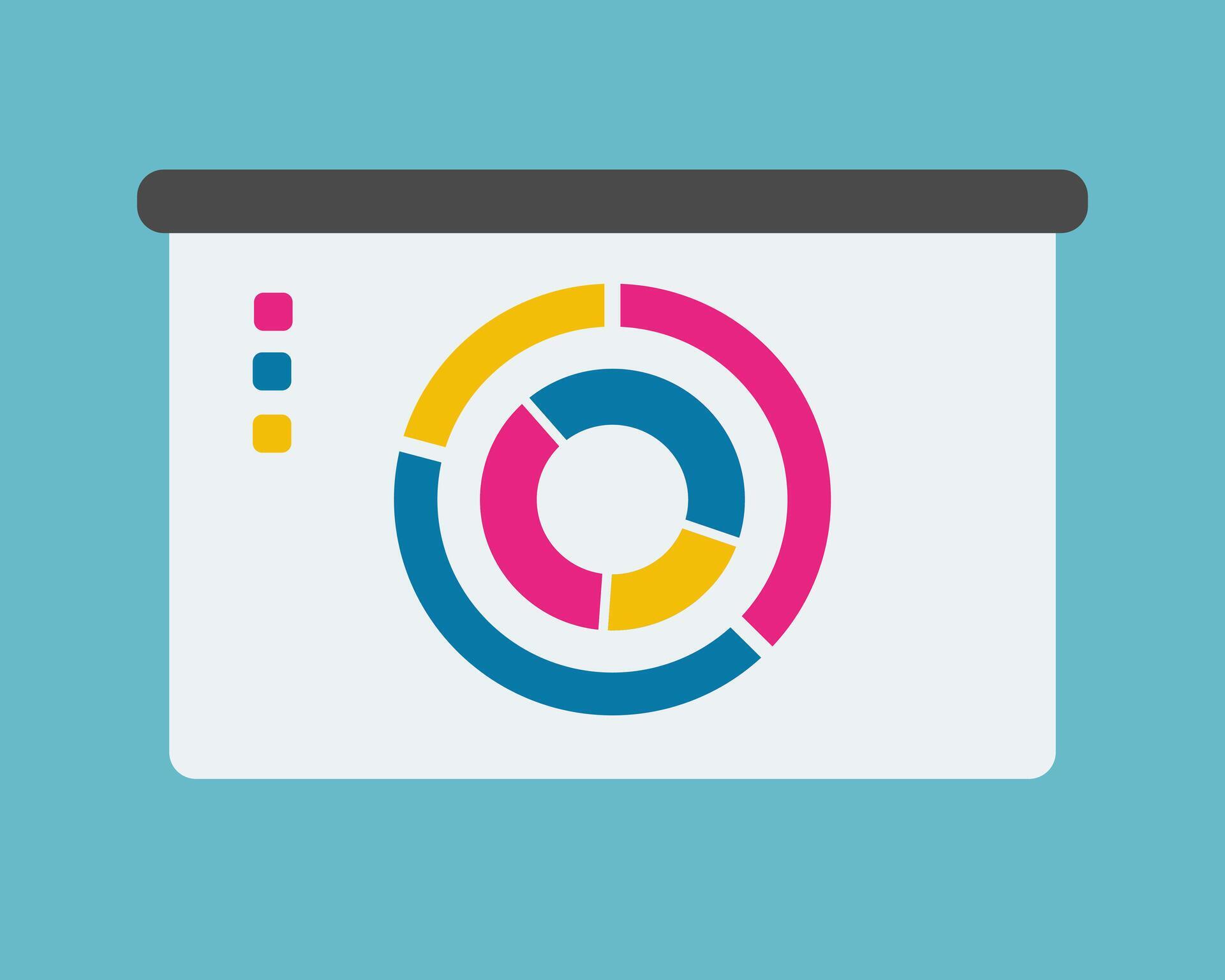 Illustration of data analytics on dashboard with chart or diagram ...