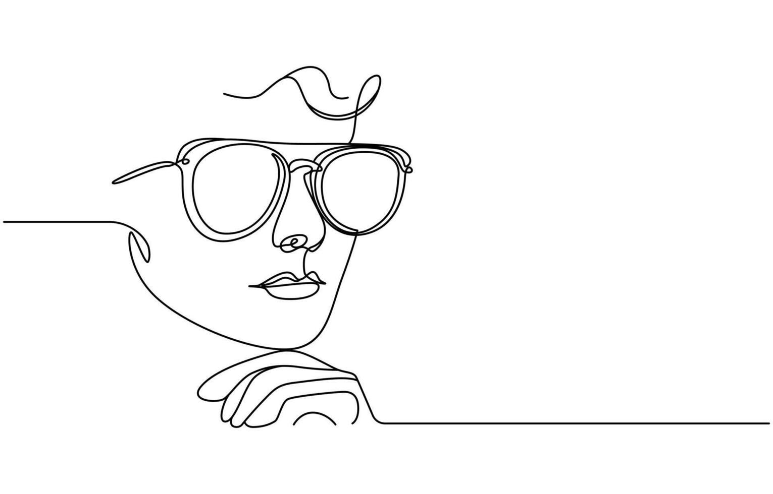 retrato de un indio mujer en Gafas de sol. uno línea dibujo, continuo ... retrato de un indio mujer en Gafas de sol. uno línea dibujo, continuo ...