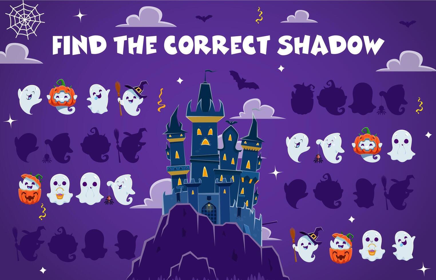 Halloween game, find the correct shadow of ghost 48518824 Vector Art at ...