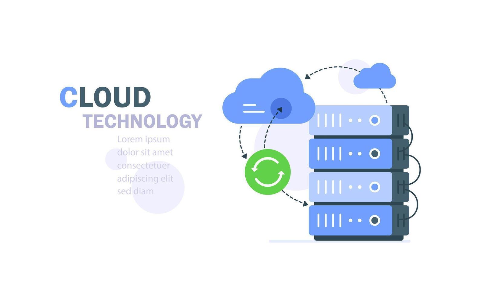 Cloud computing concept,cloud server,device data exchange and file synchronization concept ...