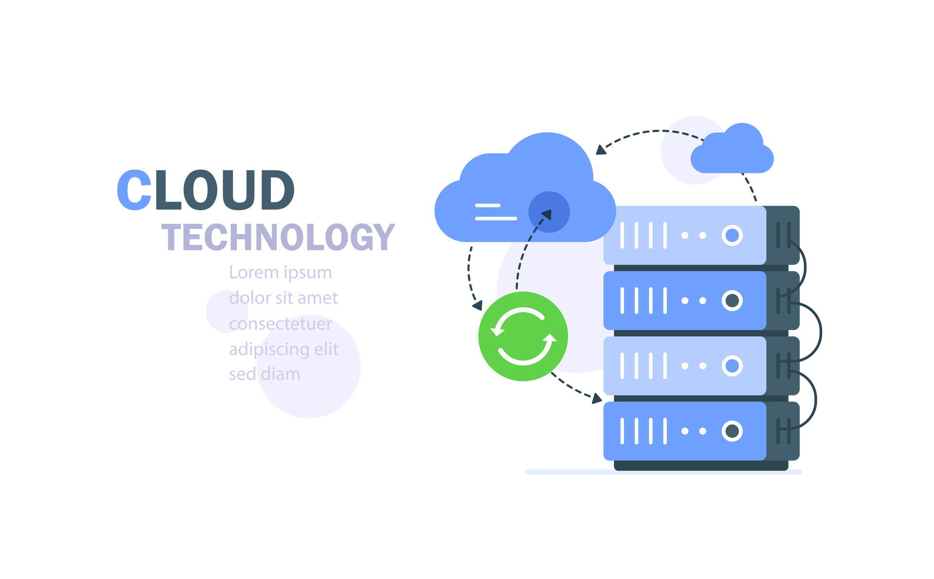 Cloud computing concept,cloud server,device data exchange and file synchronization concept ...