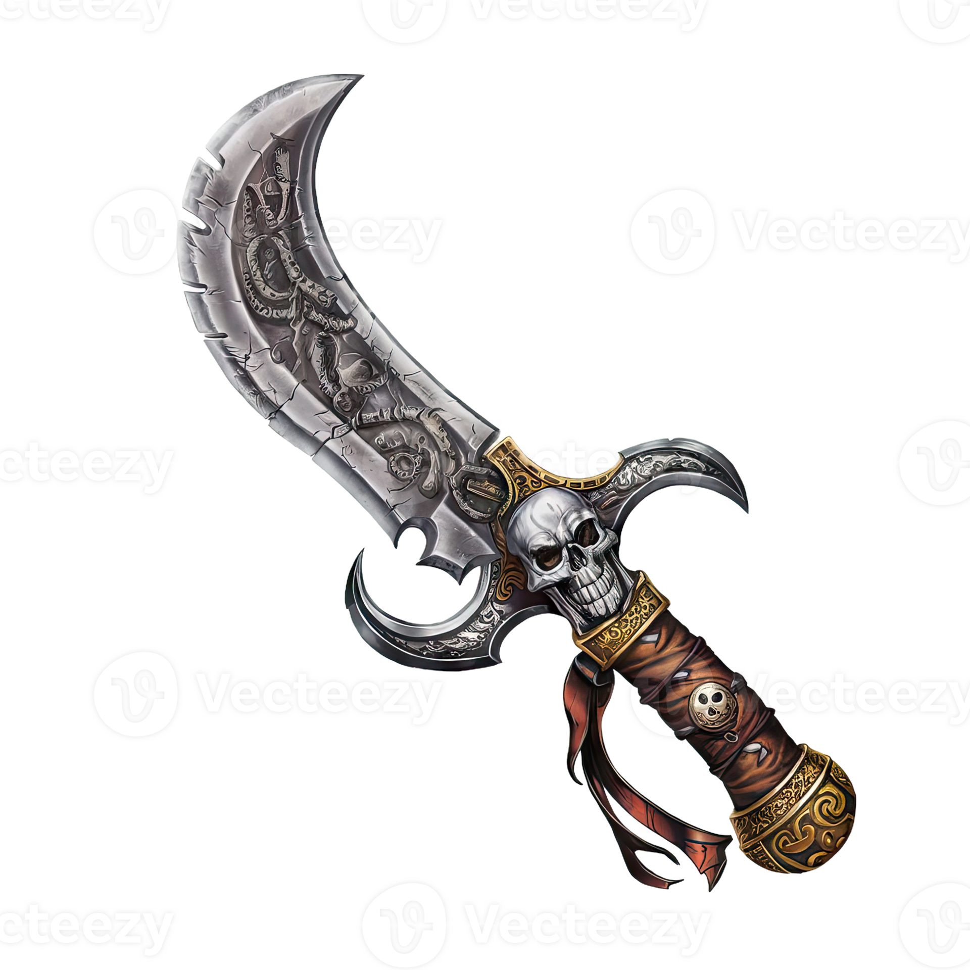 Pirate Cutlass With Intricate Skull Design 48561349 Png