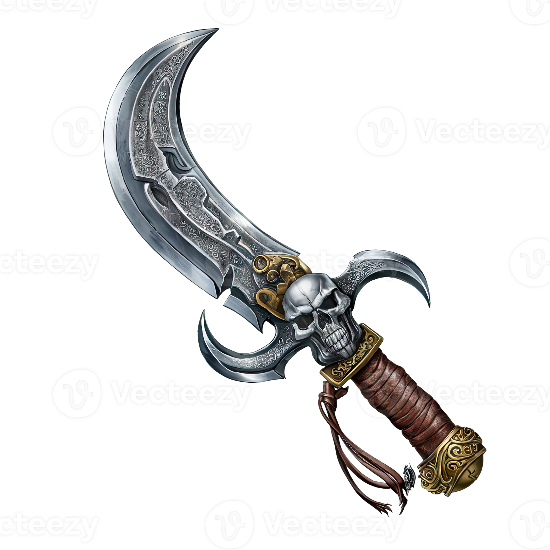 Pirate Cutlass With Intricate Skull Design 48561357 Png