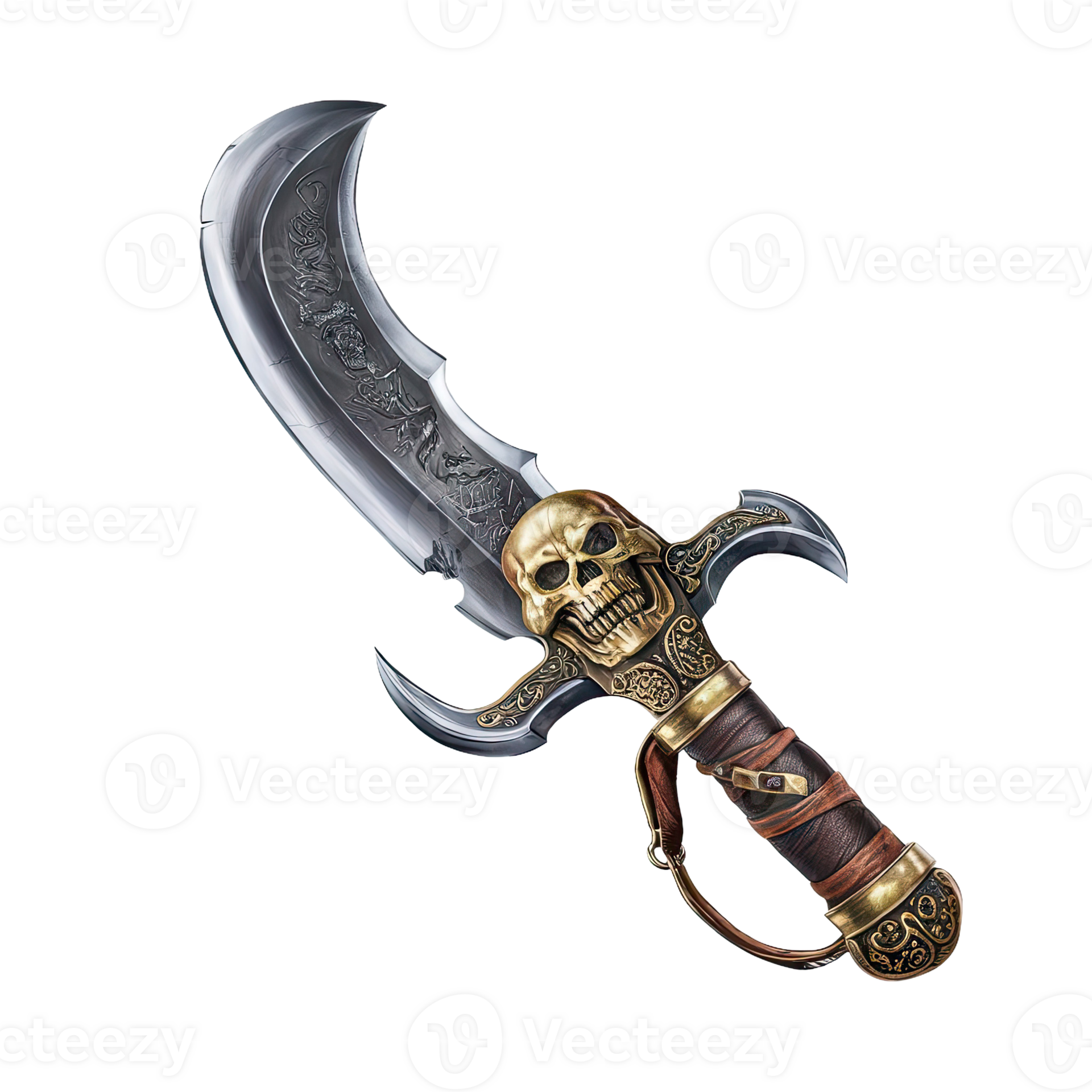Pirate Cutlass With Intricate Skull Design 48561366 Png