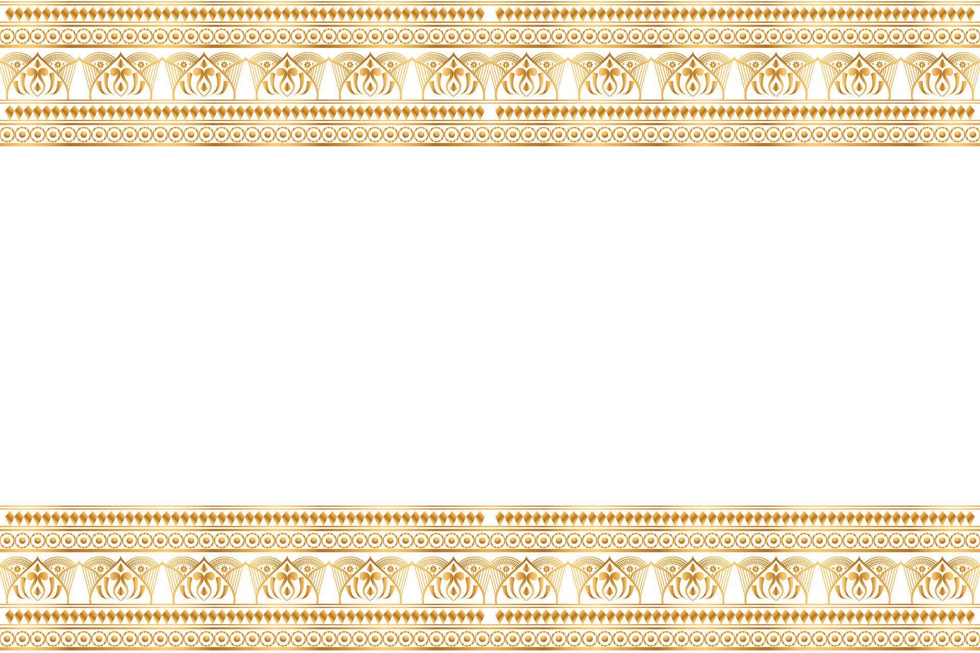 Luxury Islamic Golden Line Lace Border Thai Pattern Ornament Wedding