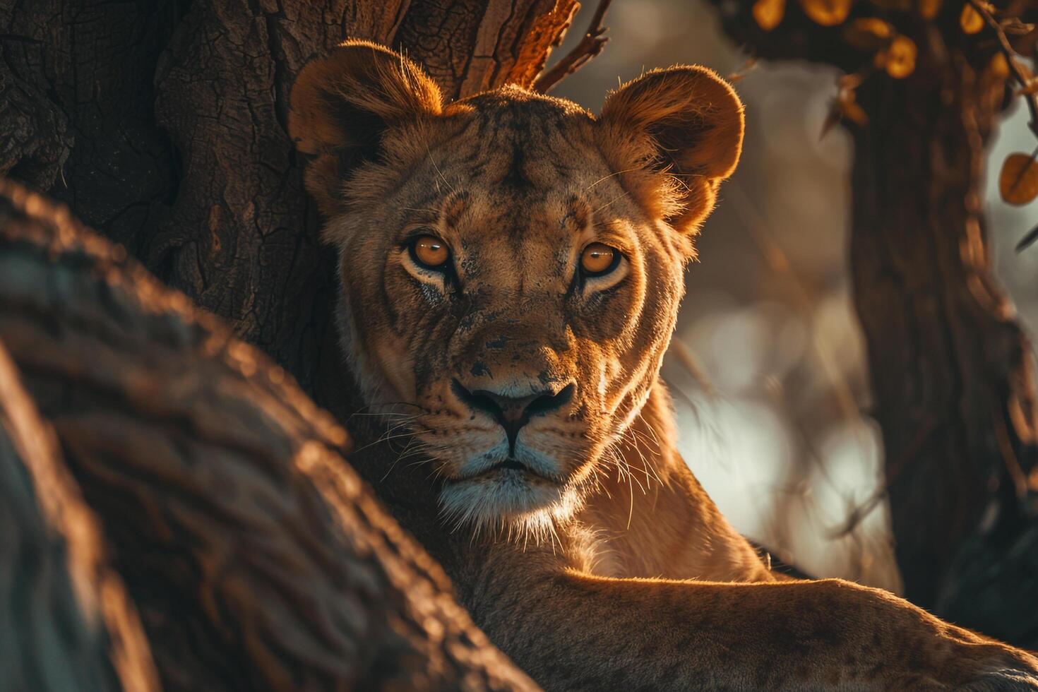 Majestic Lioness Resting Under a Tree 48626252 Stock Photo at Vecteezy