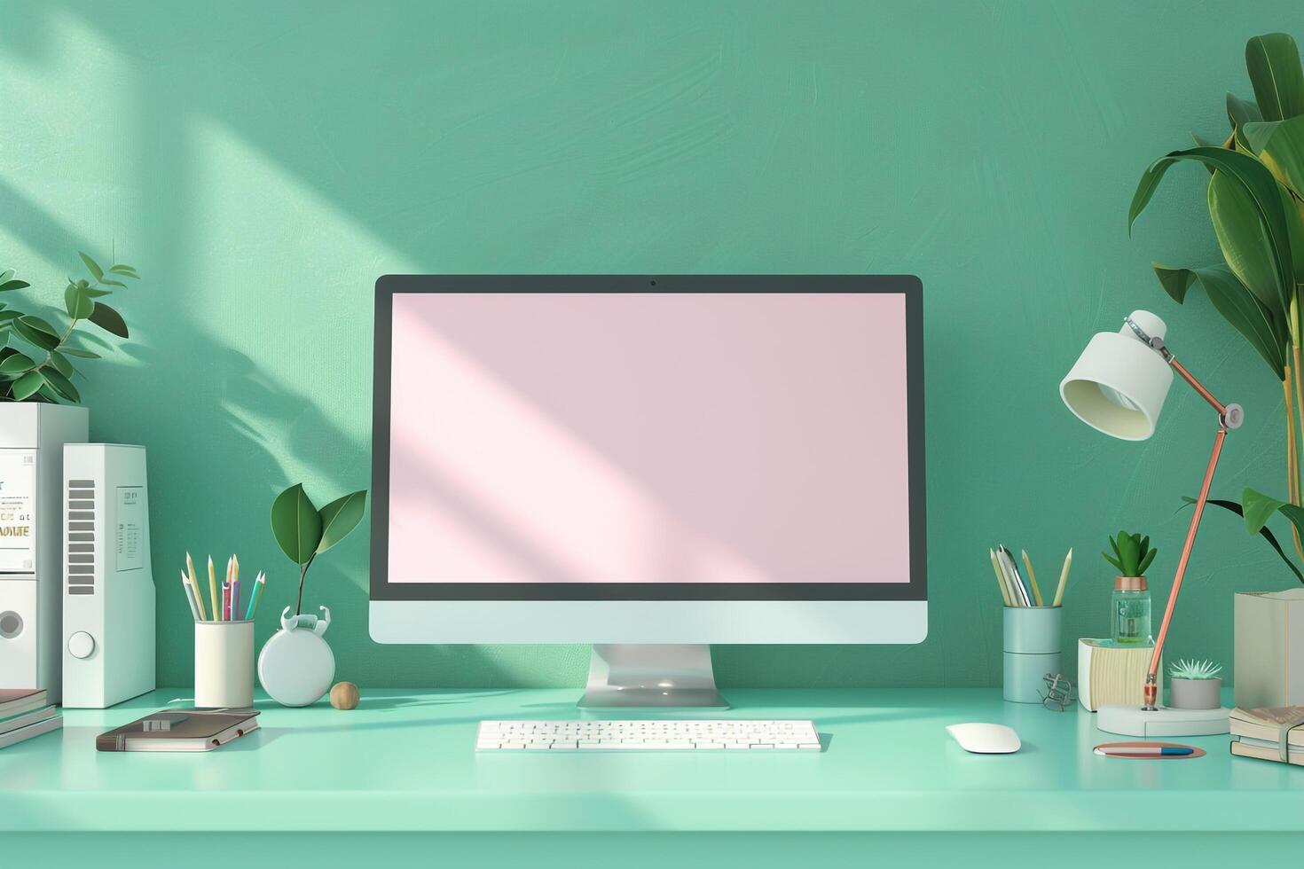 High tech Computer Monitor Mockup with Screen Display Background ...