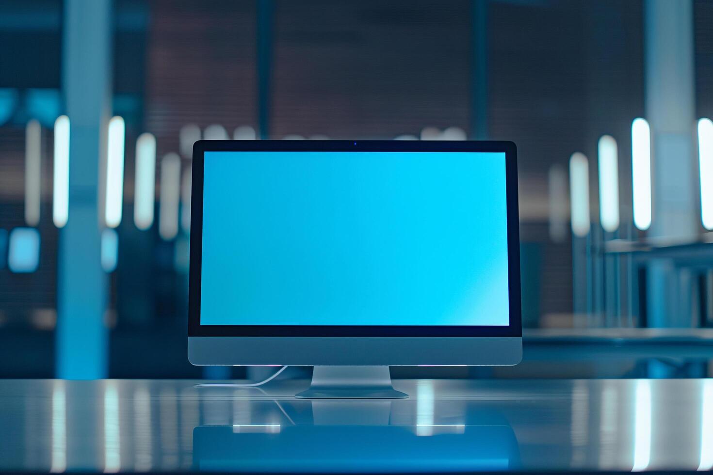 Futuristic Desktop Computer Mockup Background 48632690 Stock Photo at ...